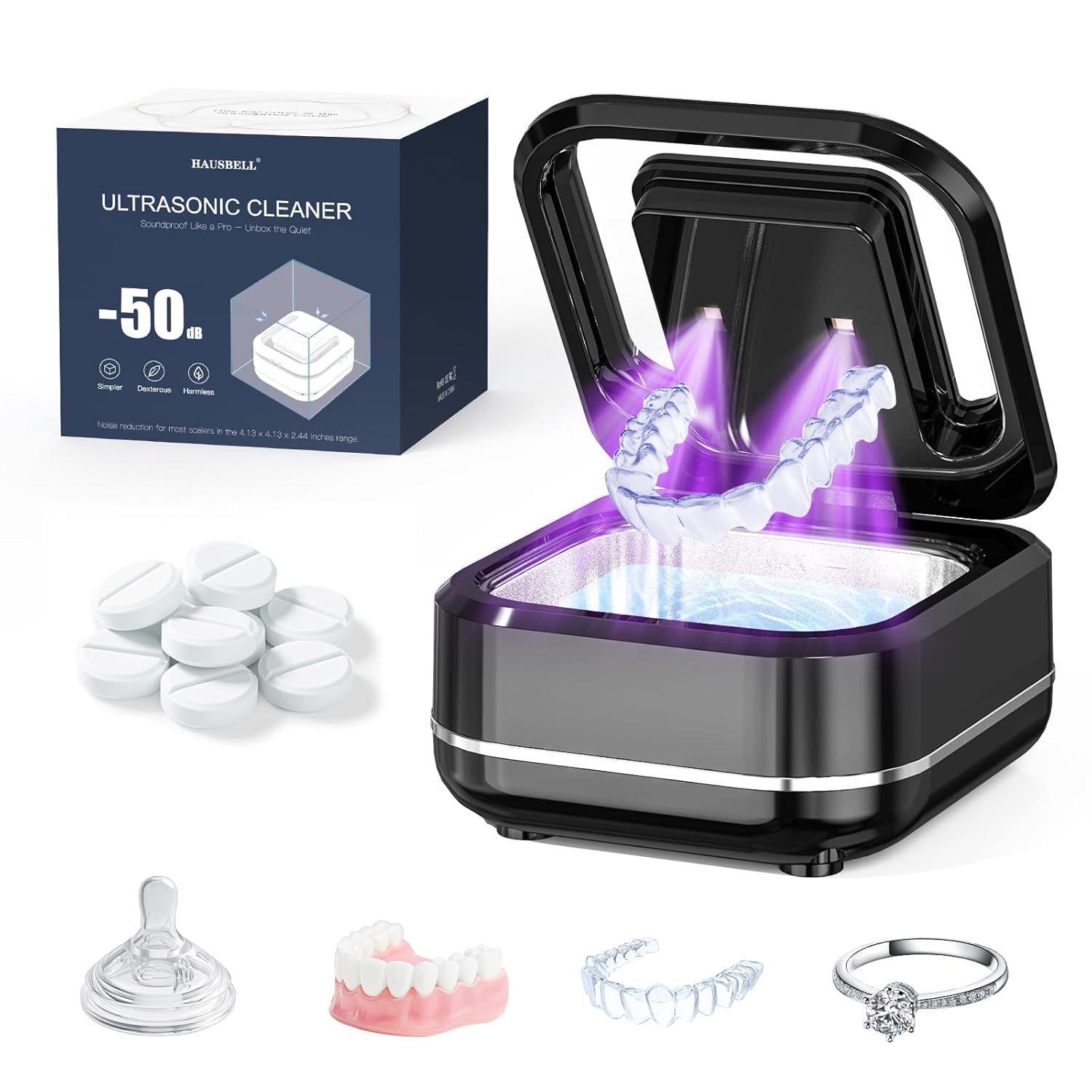 Amazon.com : HAUSBELL Dental Pod: Ultrasonic Retainer Cleaner, Denture ...