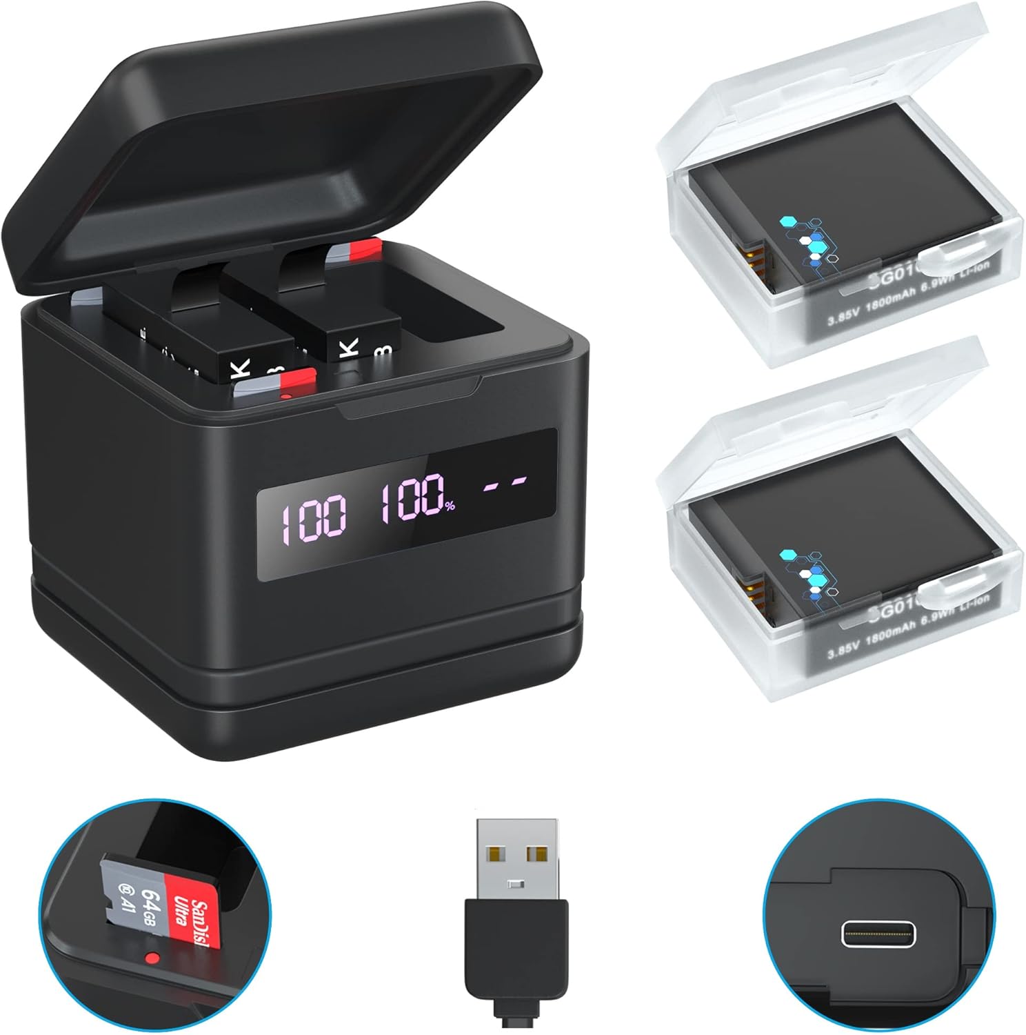 Amazon.com: FOOAO Flip Reader Box with 2 Pack Batteries and Fast ...