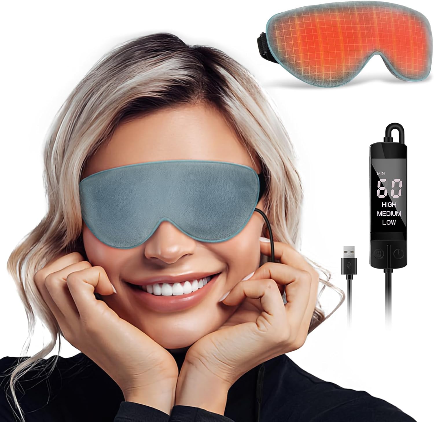 Amazon.com: Heated Eye Mask for Dry Eyes USB Electric Warm Eye Compress ...