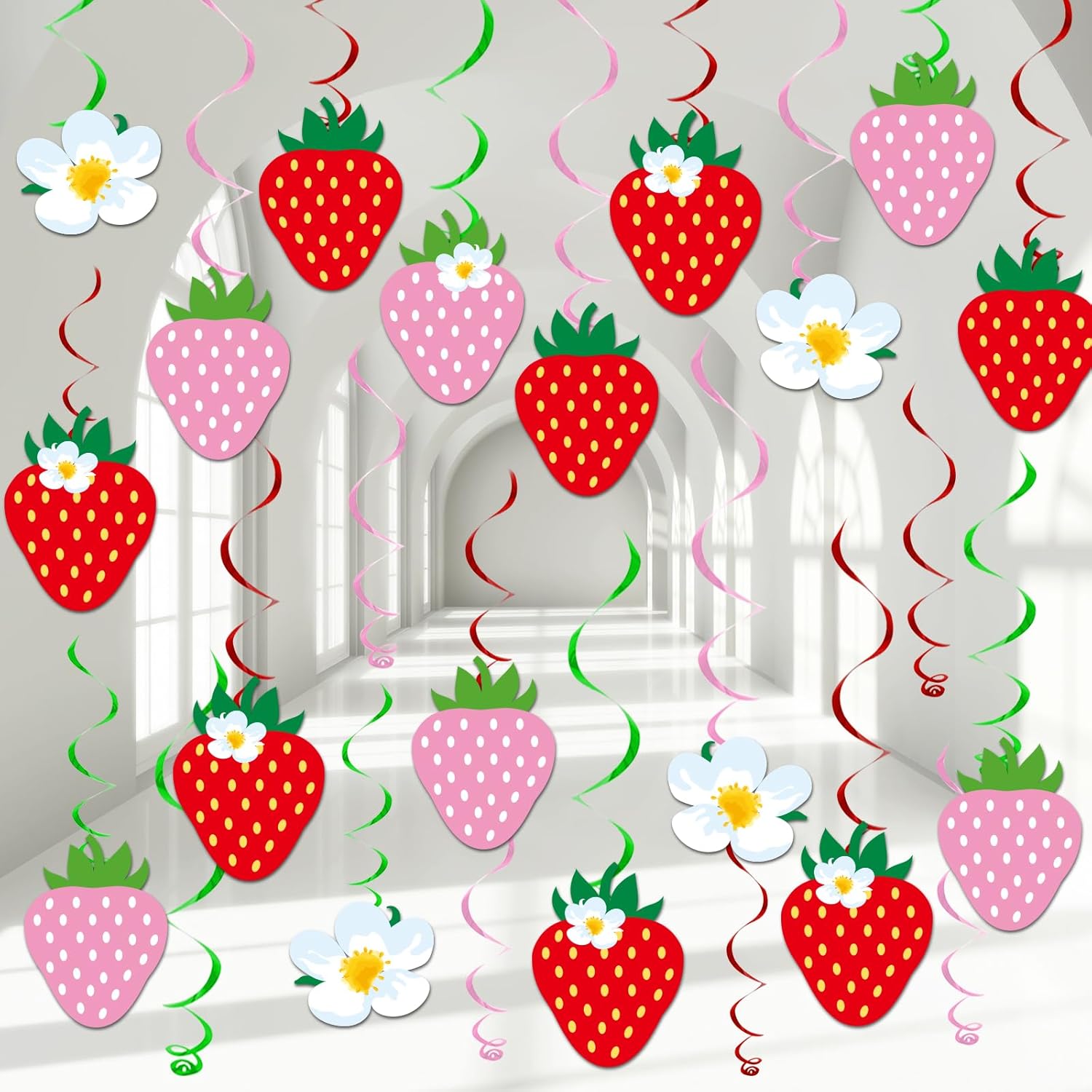 Amazon.com: 60 Pcs Strawberry Party Decorations - Strawberry Hanging ...