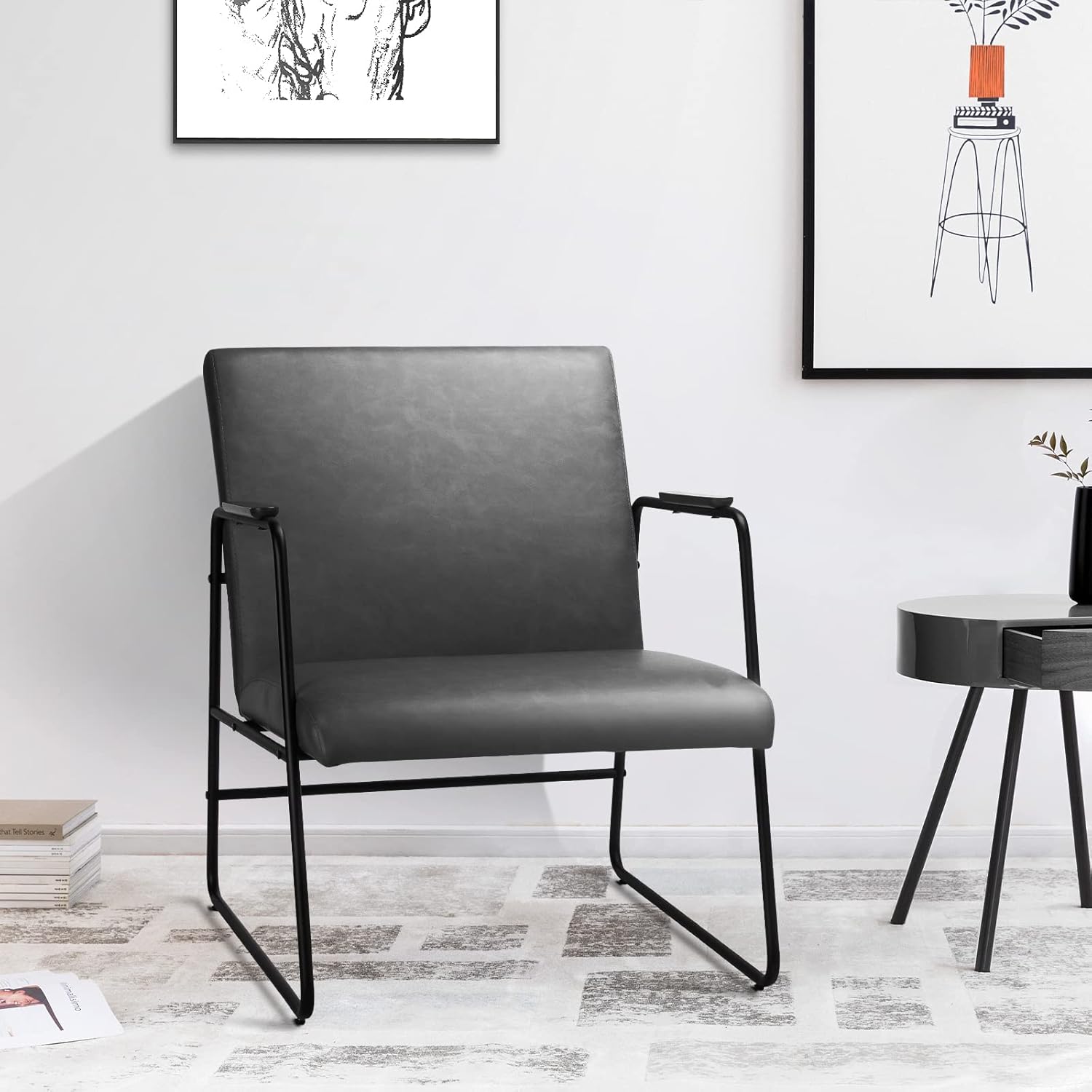 Amazon.com: KithKasa Mid-Century Modern Accent Chair, Upholstered Cafe ...