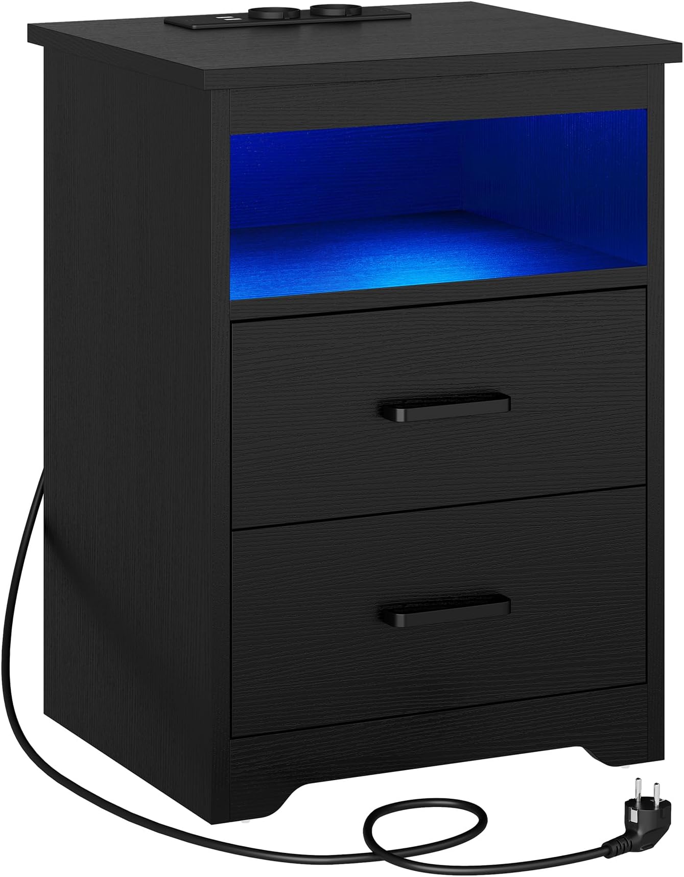 Hzuaneri Table de Nuit avec lumière LED, Table d'appoint avec Station ...