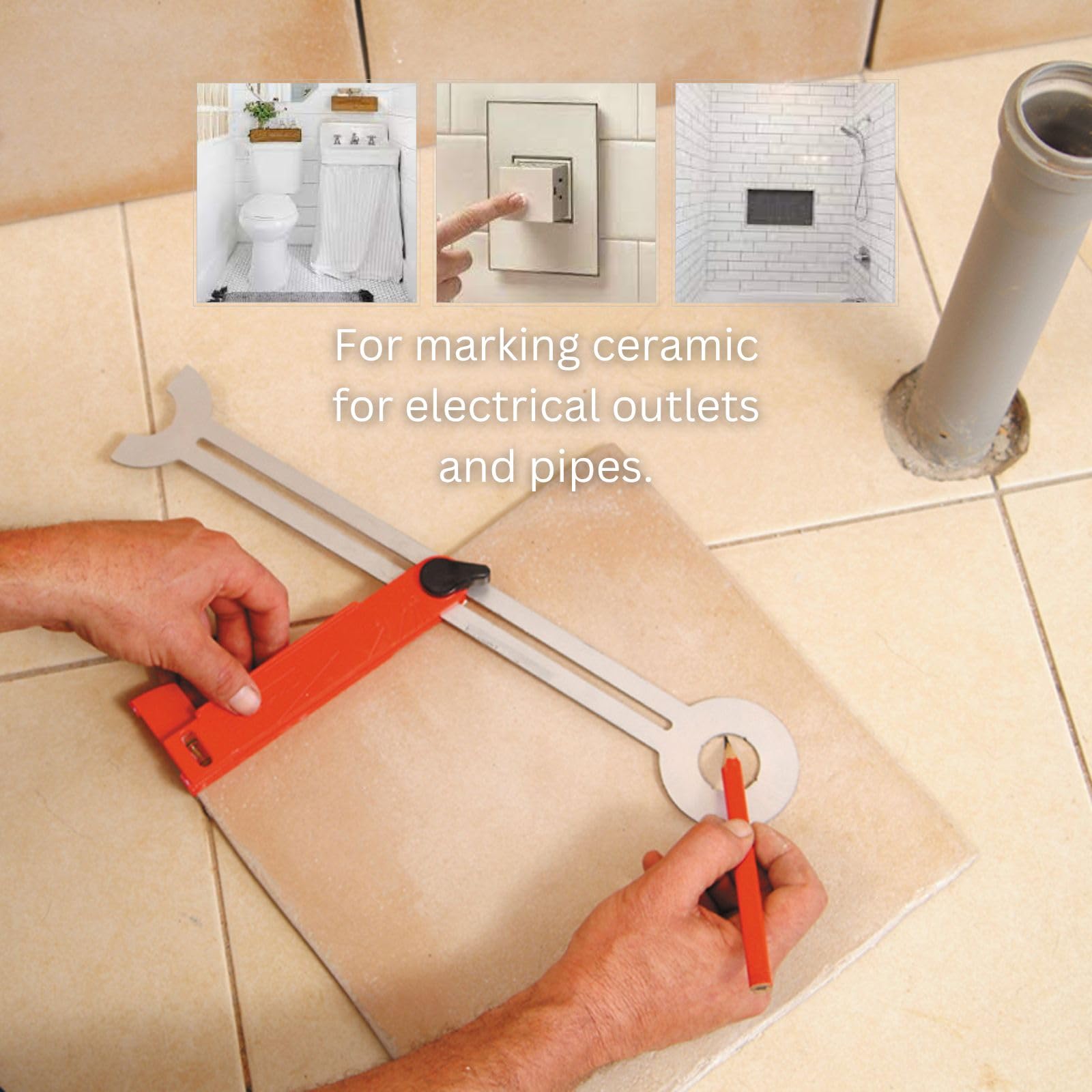 Snapklik.com : 303 Ceramic Hole Marker - PVC Sliding Ruler - IN & CM ...
