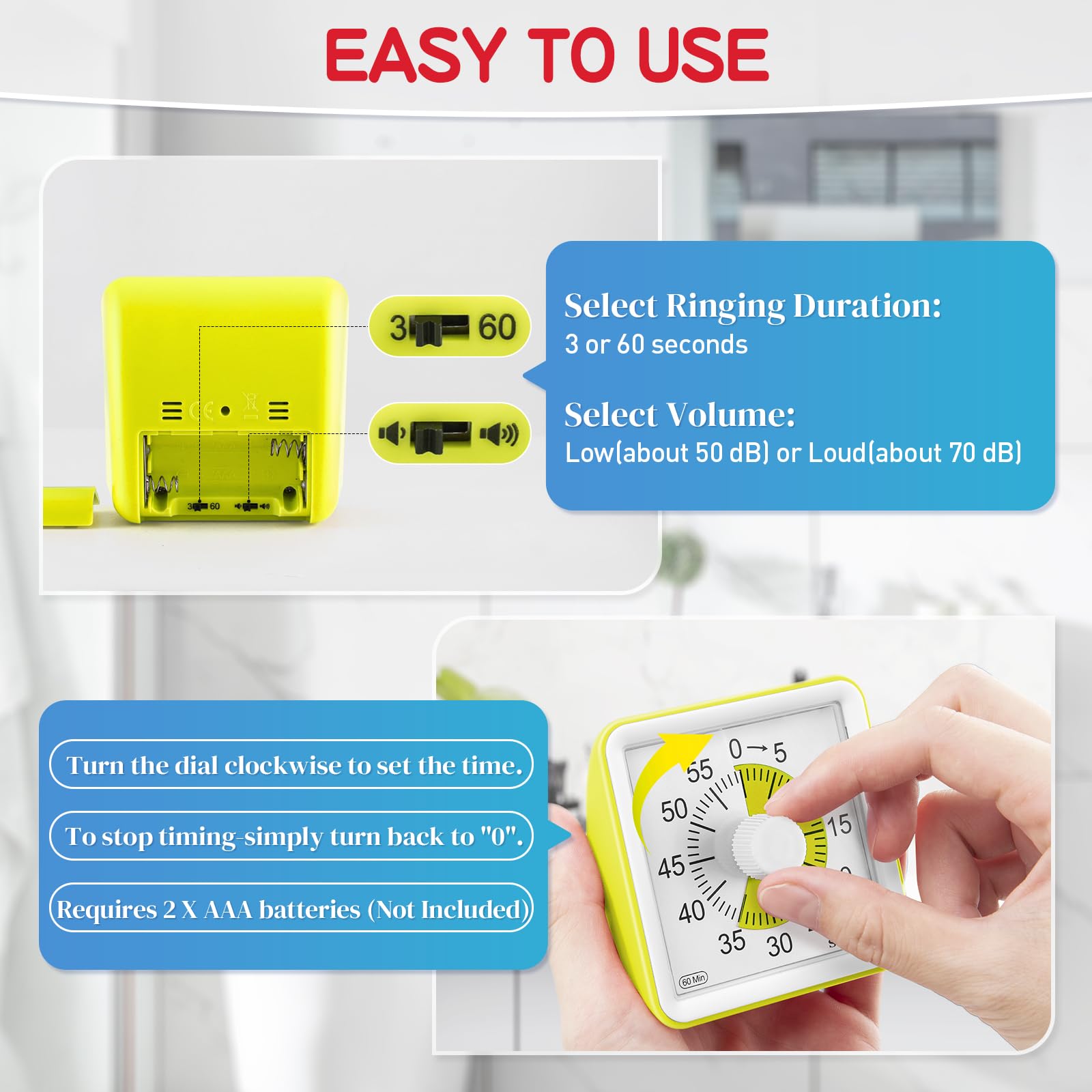 Snapklik.com : Secura 60-Minute Visual Timer, Classroom Timer ...