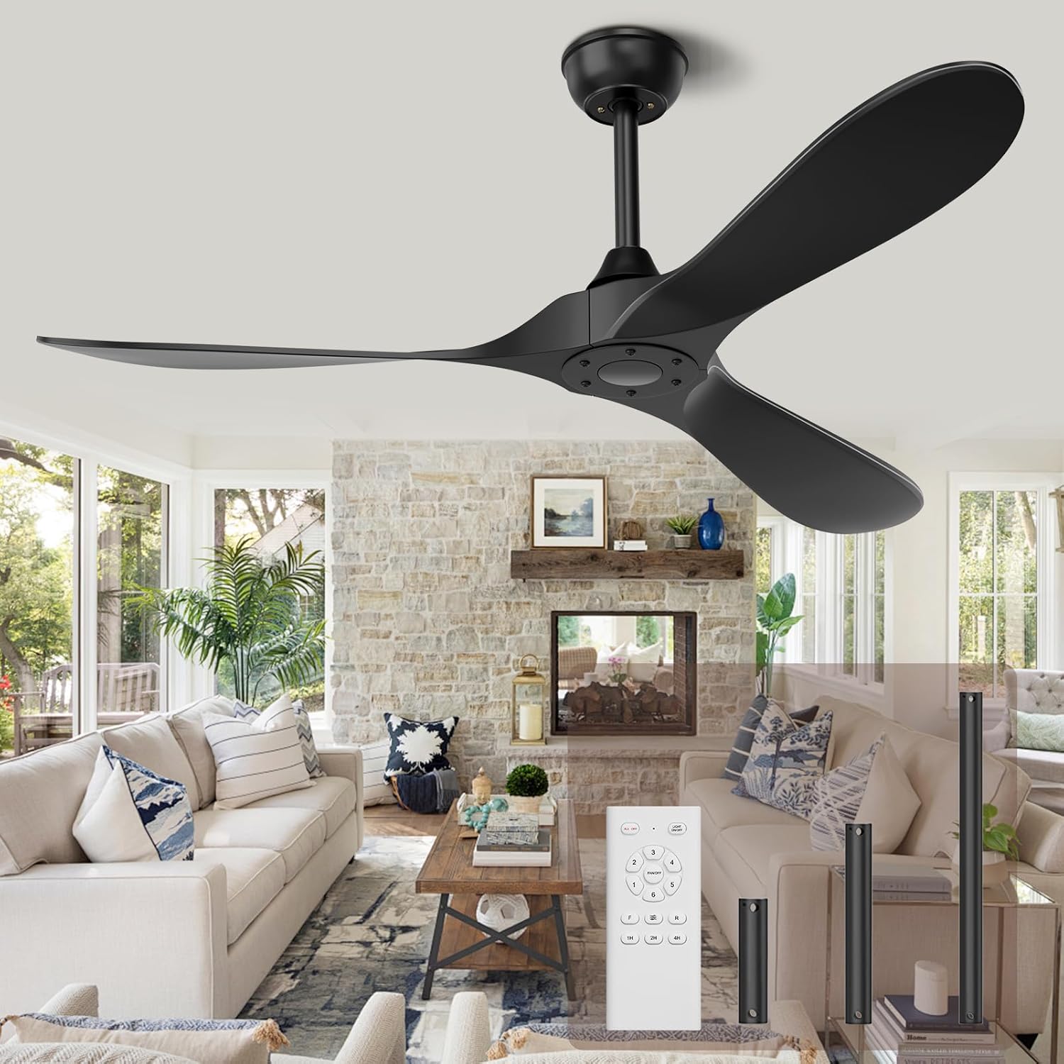Biukis 52 Inch Ceiling Fans Without Lights: Outdoor Ceiling Fan No ...
