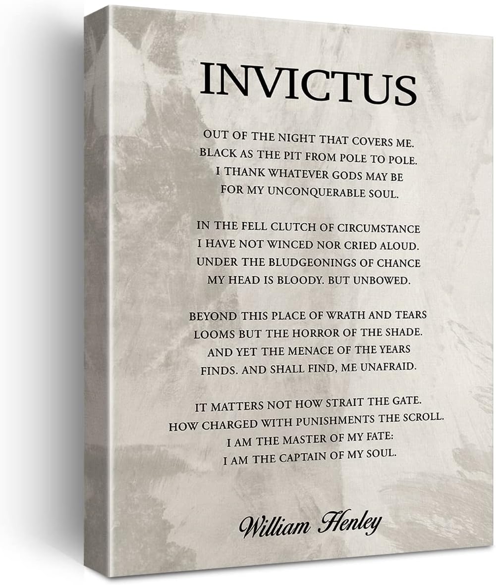 Amazon.com: LEXSIVO Inspirational Invictus Print Canvas Wall Art Home ...