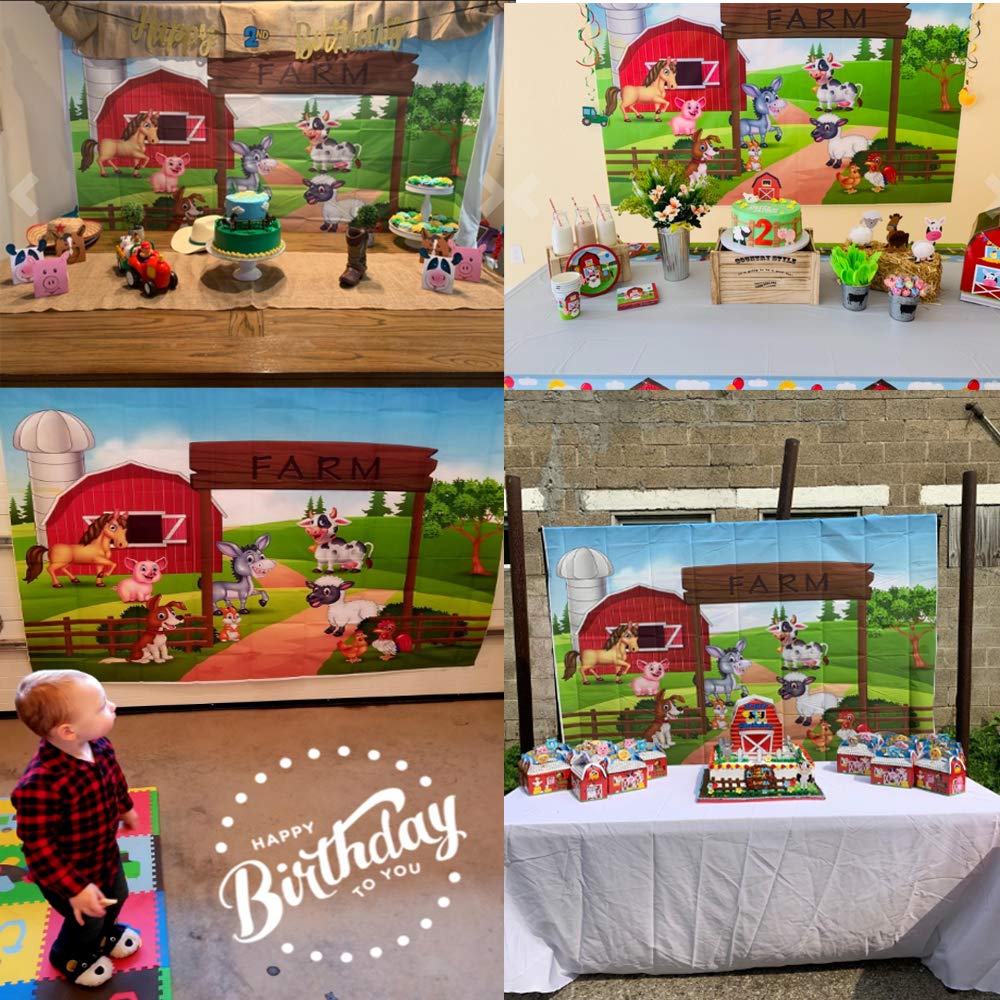 Buy Farm Theme Photography Backdrop Red Barn Animals Barnyard House ...
