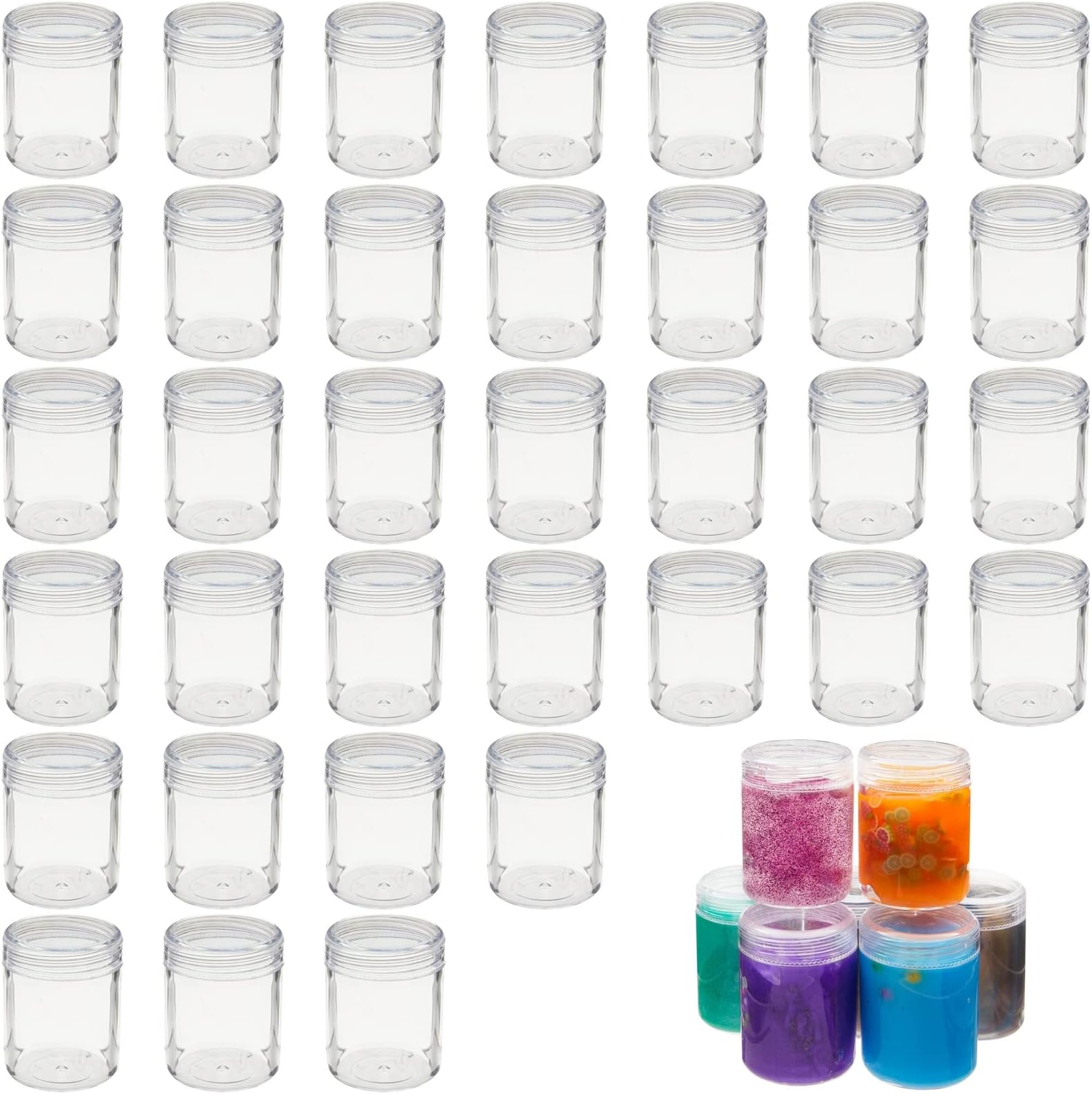 Amazon.com: Juvale 35-Pack 1.2 oz Clear Plastic Jars with Lids for ...