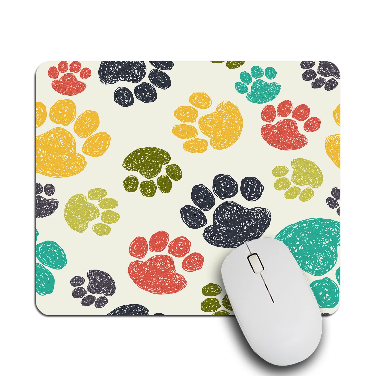 Amazon.com: IBILIU Mouse Pad Colorful Dog Paw Print,Puppy Footprint ...