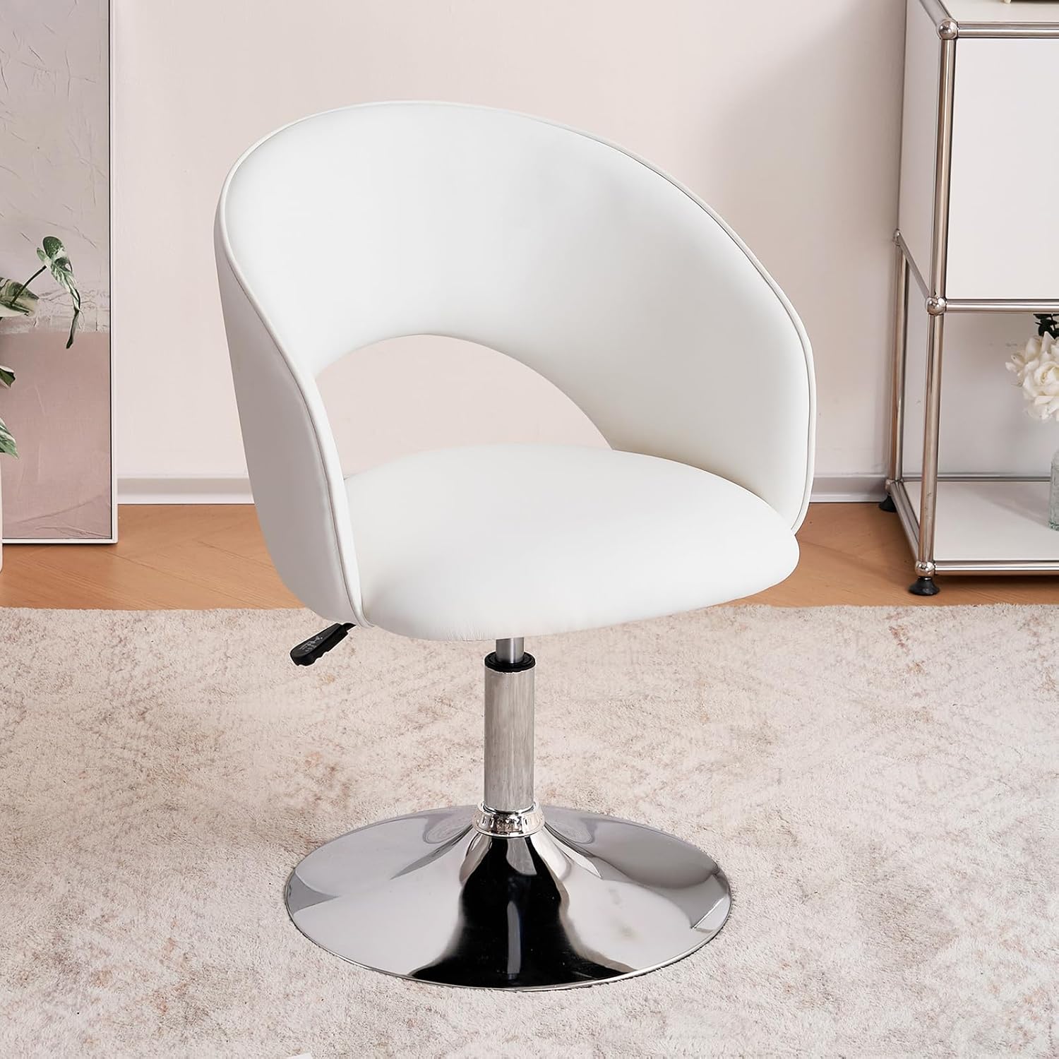Amazon.com: Furniliving Vanity Chair with Arm, PU Leather Chair for ...