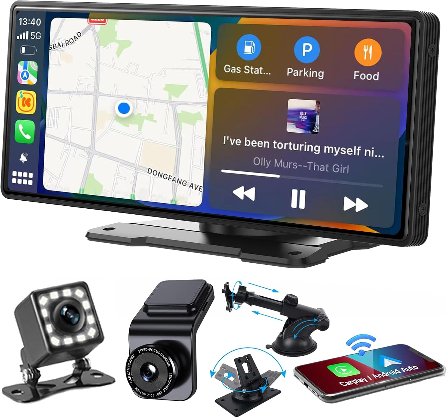 Amazon.com: ASTSH Portable Wireless Carplay Car Stereo with HD Front ...
