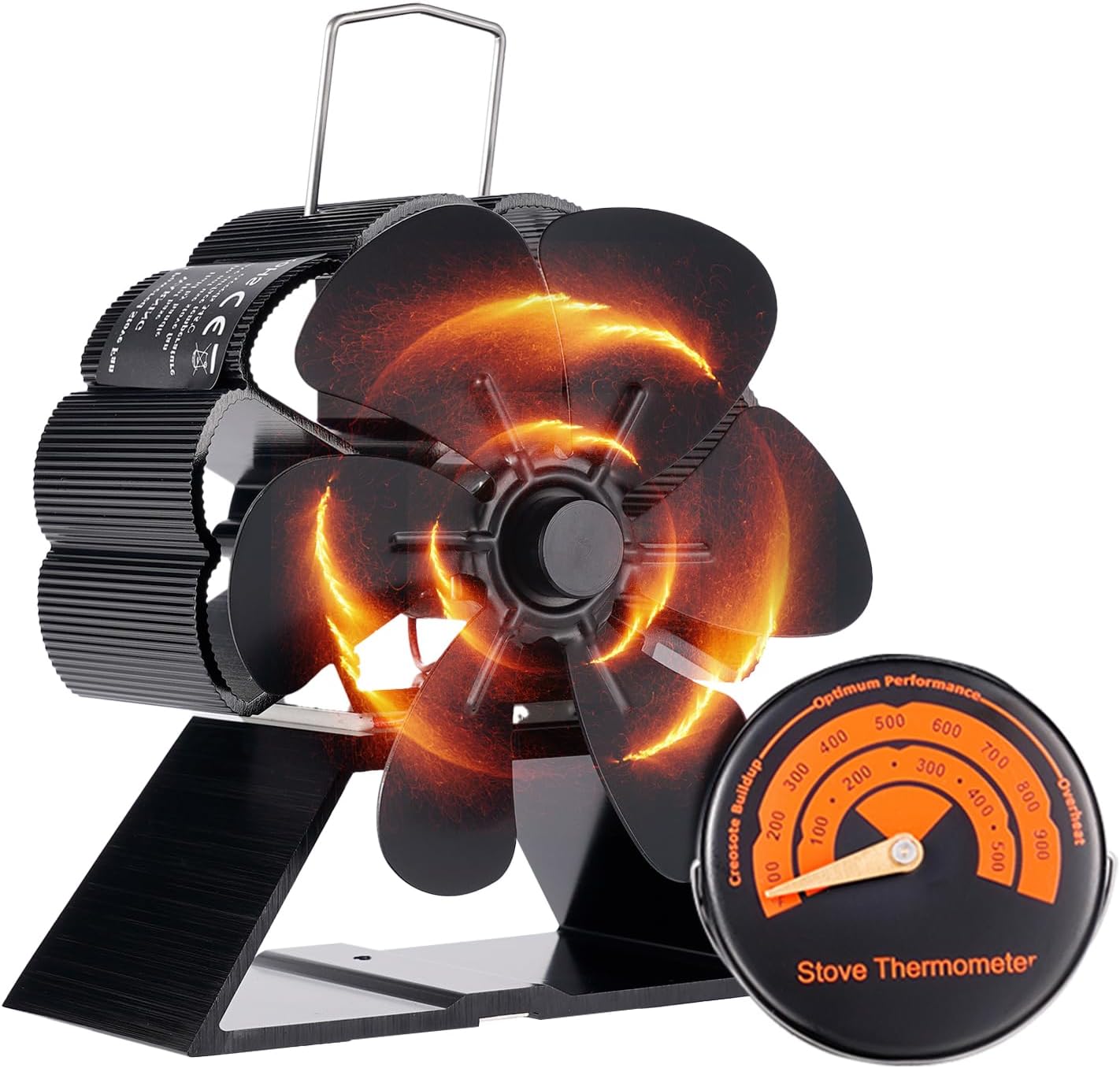 Tpudn 6 Blade Heat Powered Wood Stove Fan - Silent Eco Fan for Log ...