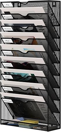 Senhoglb Metal Hanging Wall Files, 10 Tier in Tray Wall File Holder, A4 ...