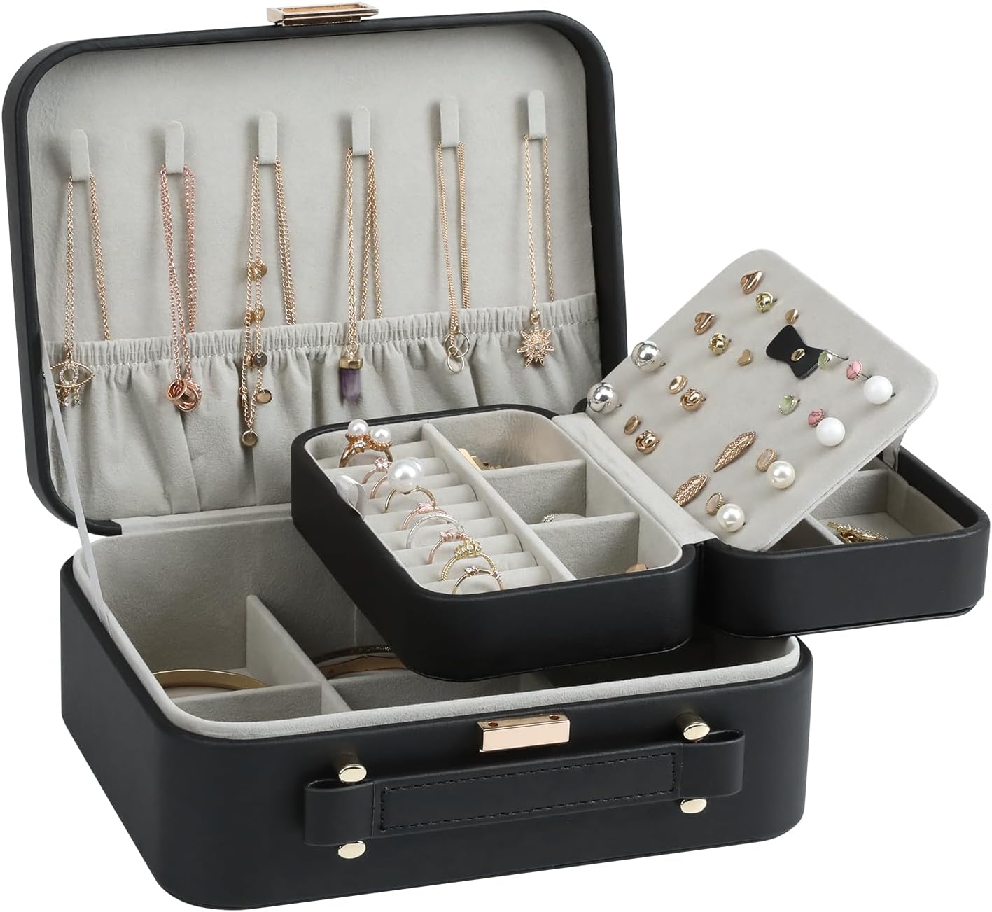 Amazon.com: V-LAFUY Jewelry Box for Women, Travel Jewelry Organizer ...