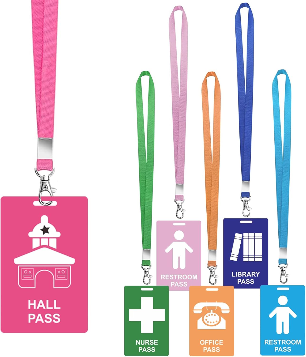 Amazon.com: ROSEEKA 6 Sets PVC Hall Pass Lanyards - Unbreakable Hall ...