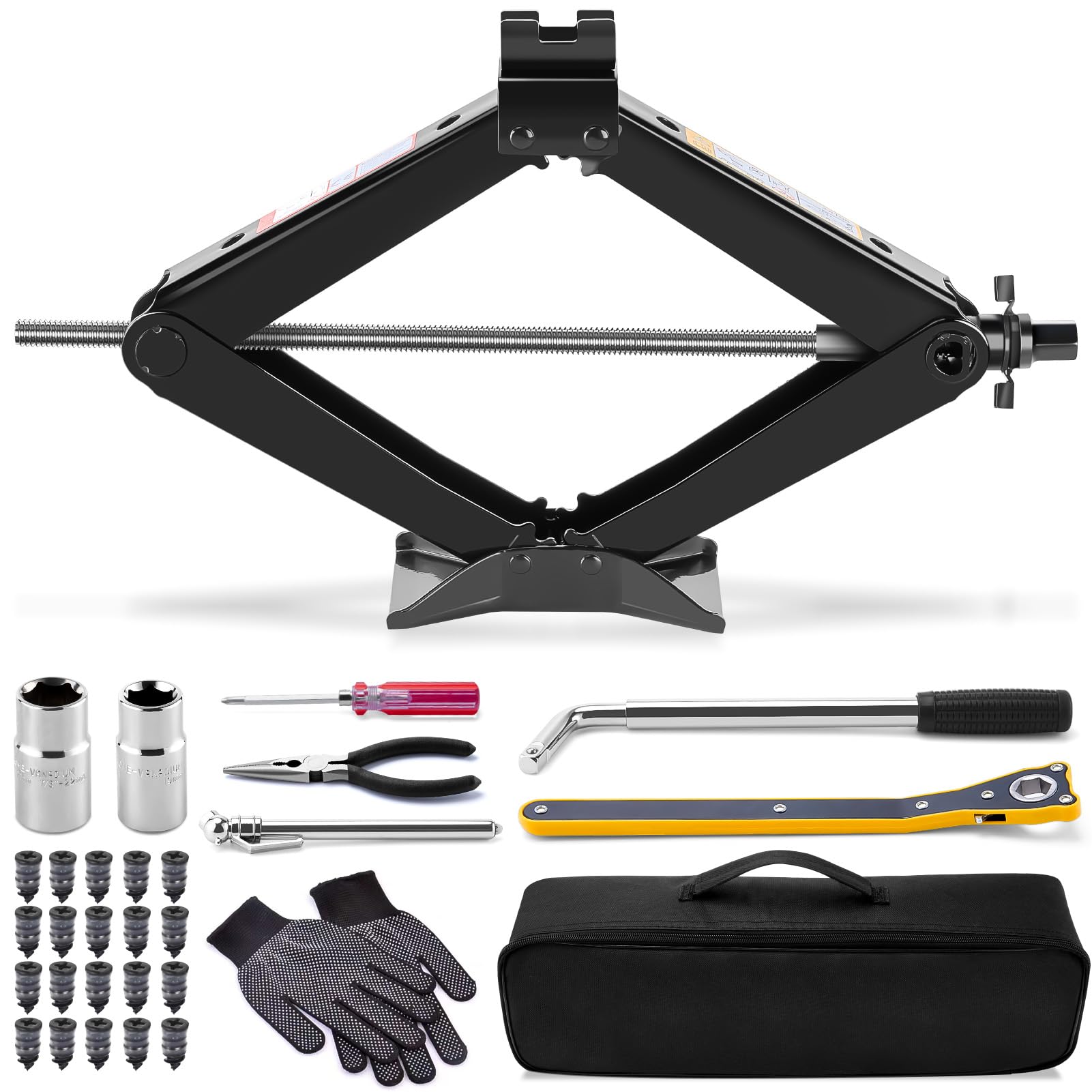 Amazon.com: Car Jack Kit, 2 Ton (4409 lbs) Scissor Jack for Car ...