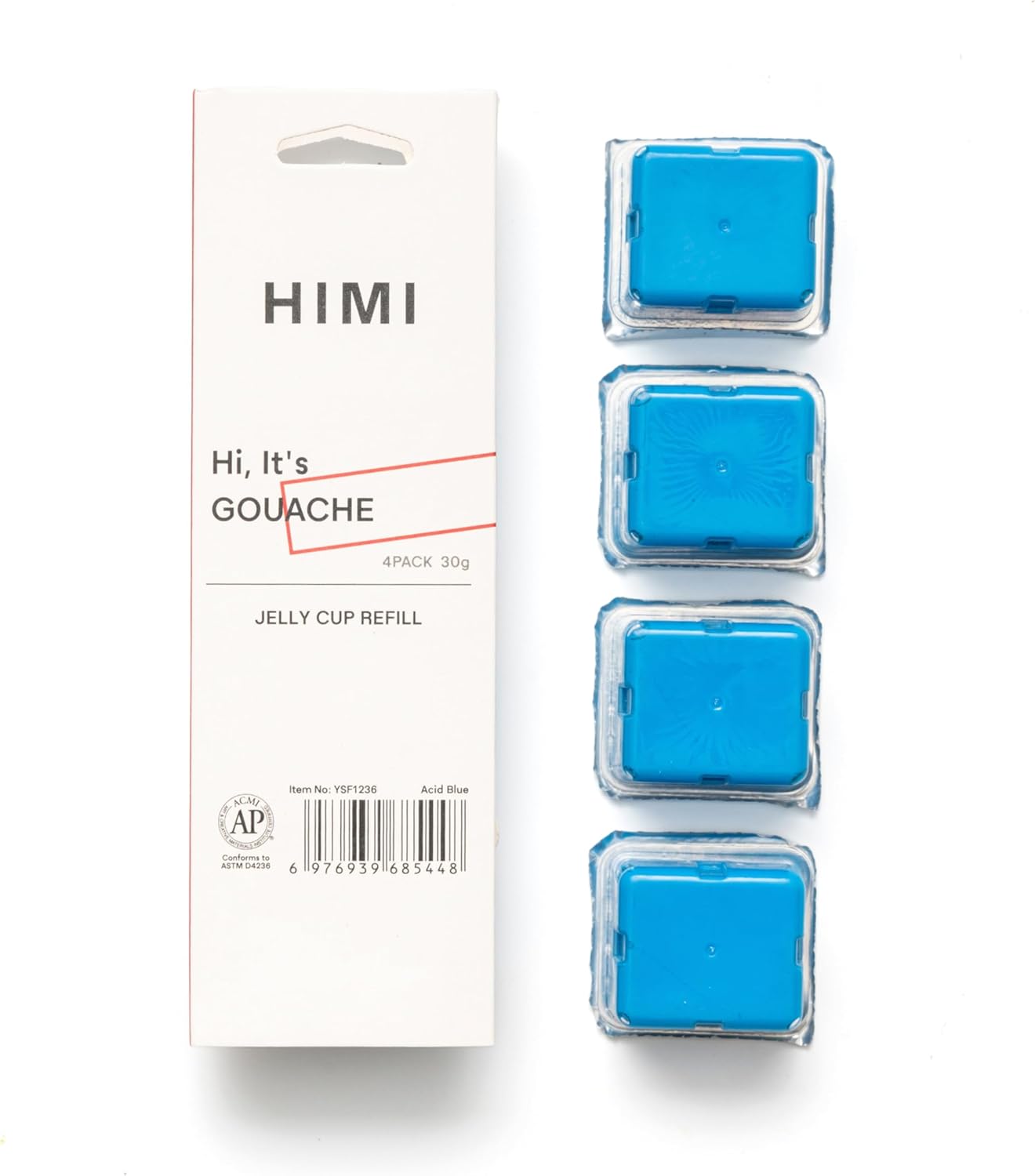 HIMI Gouache Paint Jelly Cup Refill, 4 Pack 30g, Single Color Paint for ...