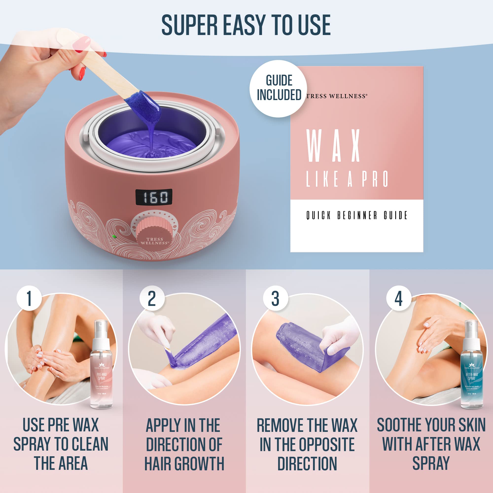 Tress Wellness Waxing Kit - Easy to use - Digital Display - For ...