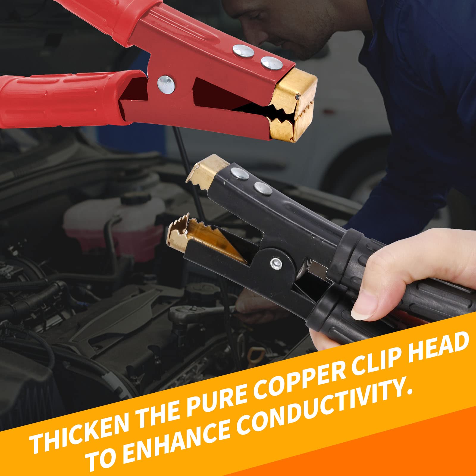 Snapklik.com : 1000A Battery Jumper Cable Clamps, Heavy Duty Car ...