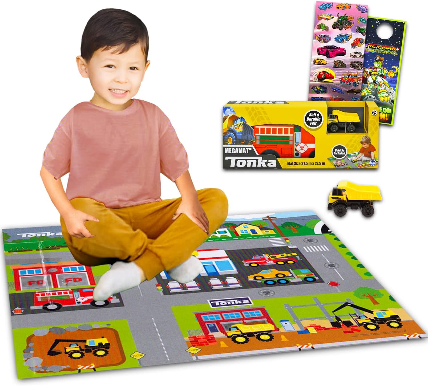 Amazon.com: Tonka Truck Mega Mat with Vehicle Set for Kids - Bundle ...
