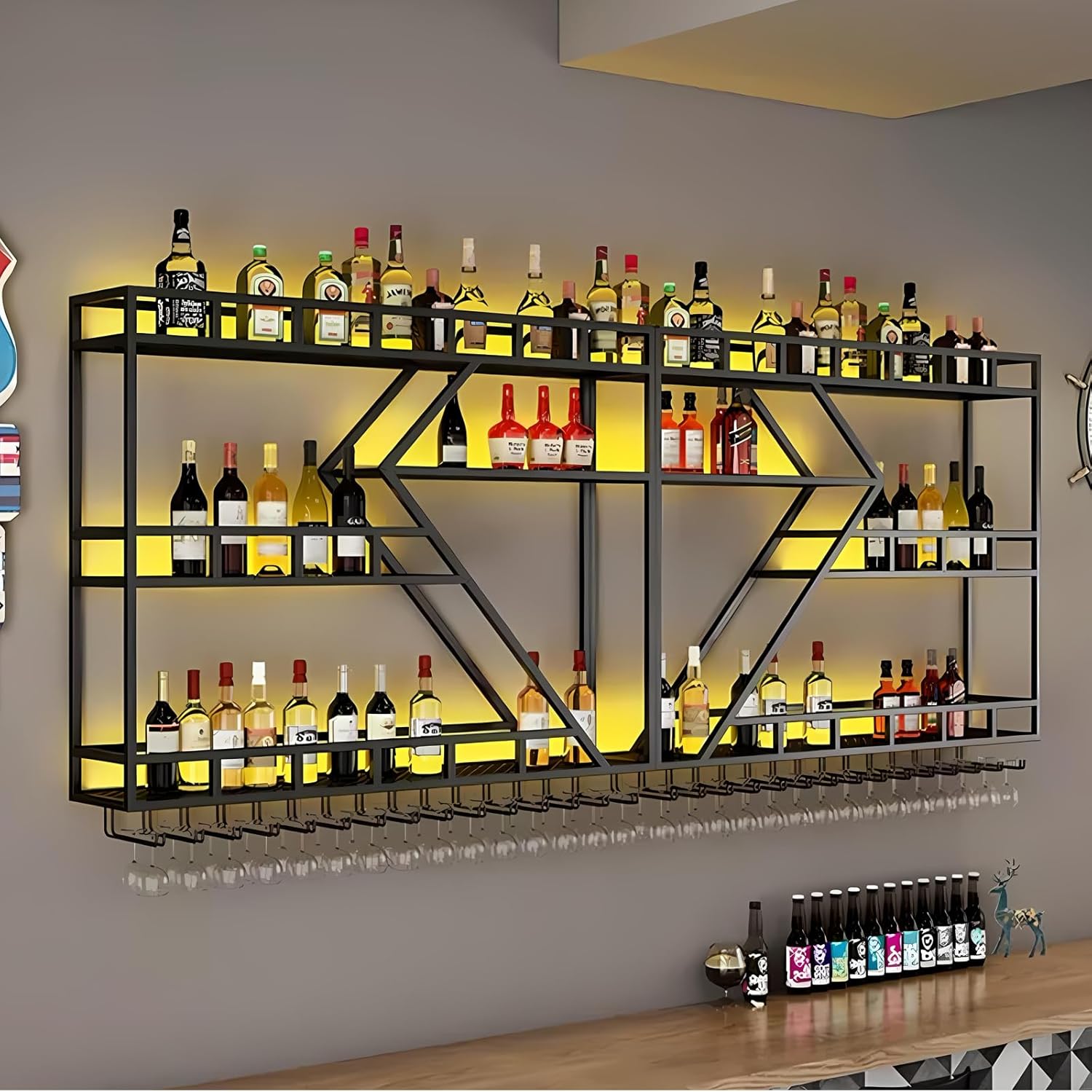 Amazon.com: SPTZQURY Wall Mounted Wine Rack, Modern Diamond Shaped ...