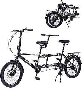 Amazon.com : Folding Dual Drive Tandem Bike, Adult Beach Cruiser Double ...
