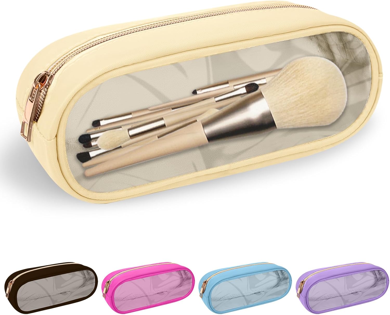 Amazon.com: Nylon Slim Makeup Bag, Cute Preppy Cosmetic Zipper Pouch ...