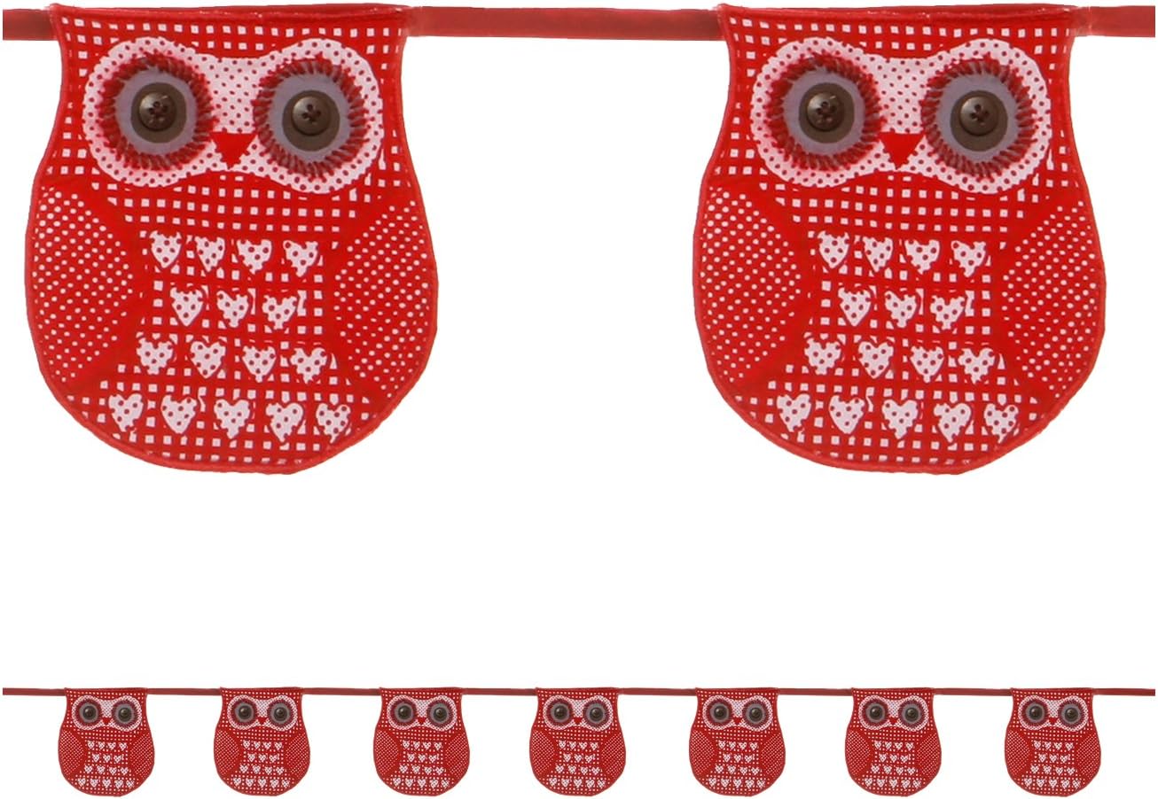 Amazon.de: Sass & Belle Stoff Wimpelkette - Rot Gingan Eule
