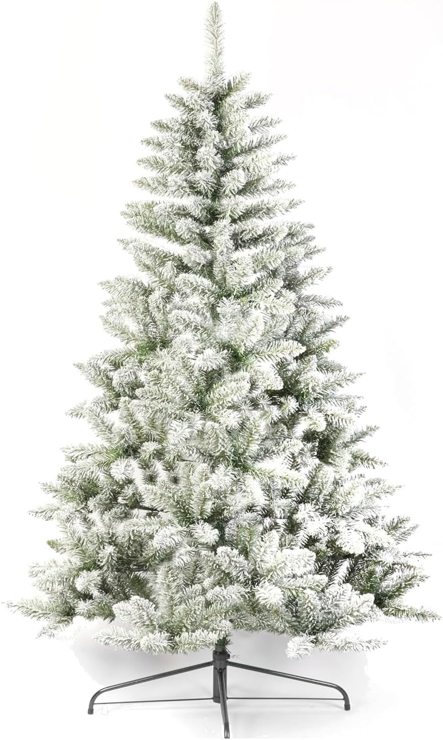 2.1m (7ft) Silver Glitter Tip Fir Festive Christmas Tree in Grey PVC ...