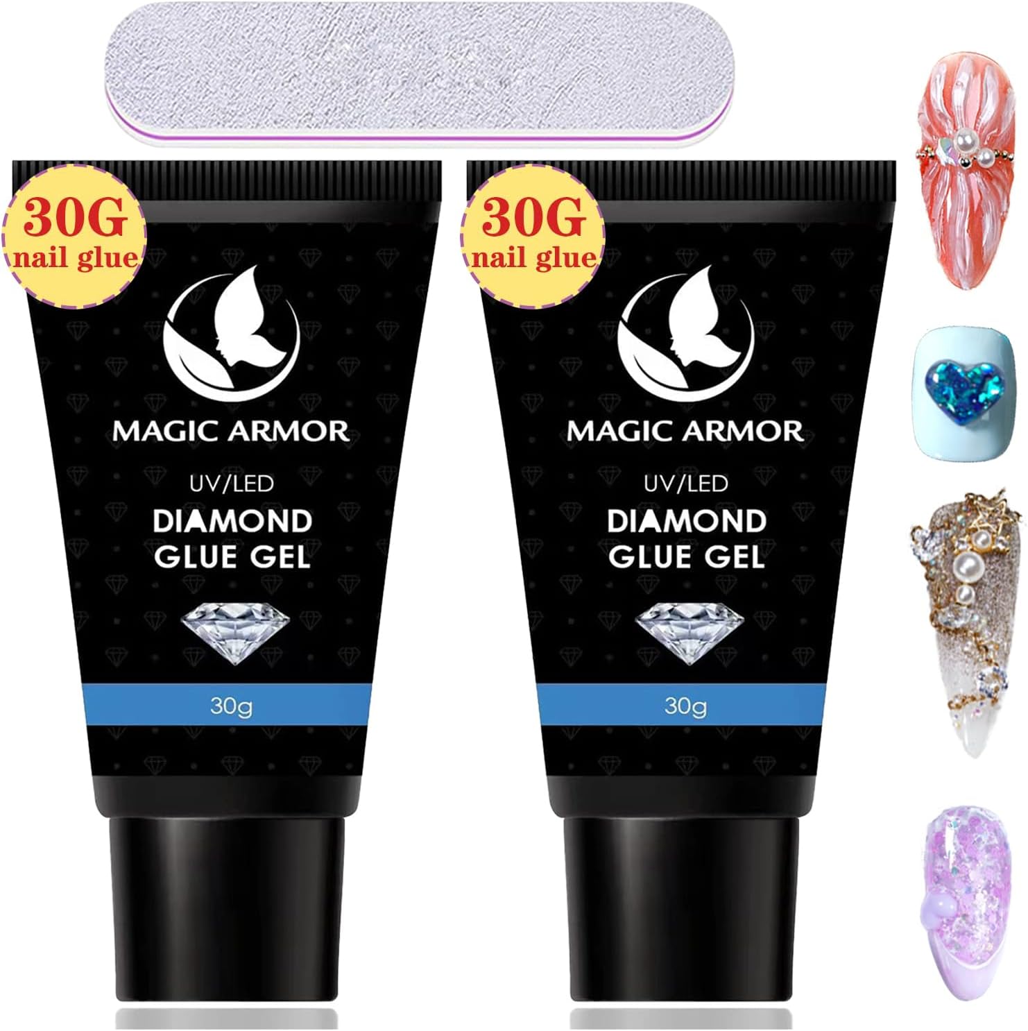 Amazon.com: MAGIC ARMOR 2PCS Nail Rhinestone Glue Gel for Nails 60ML ...