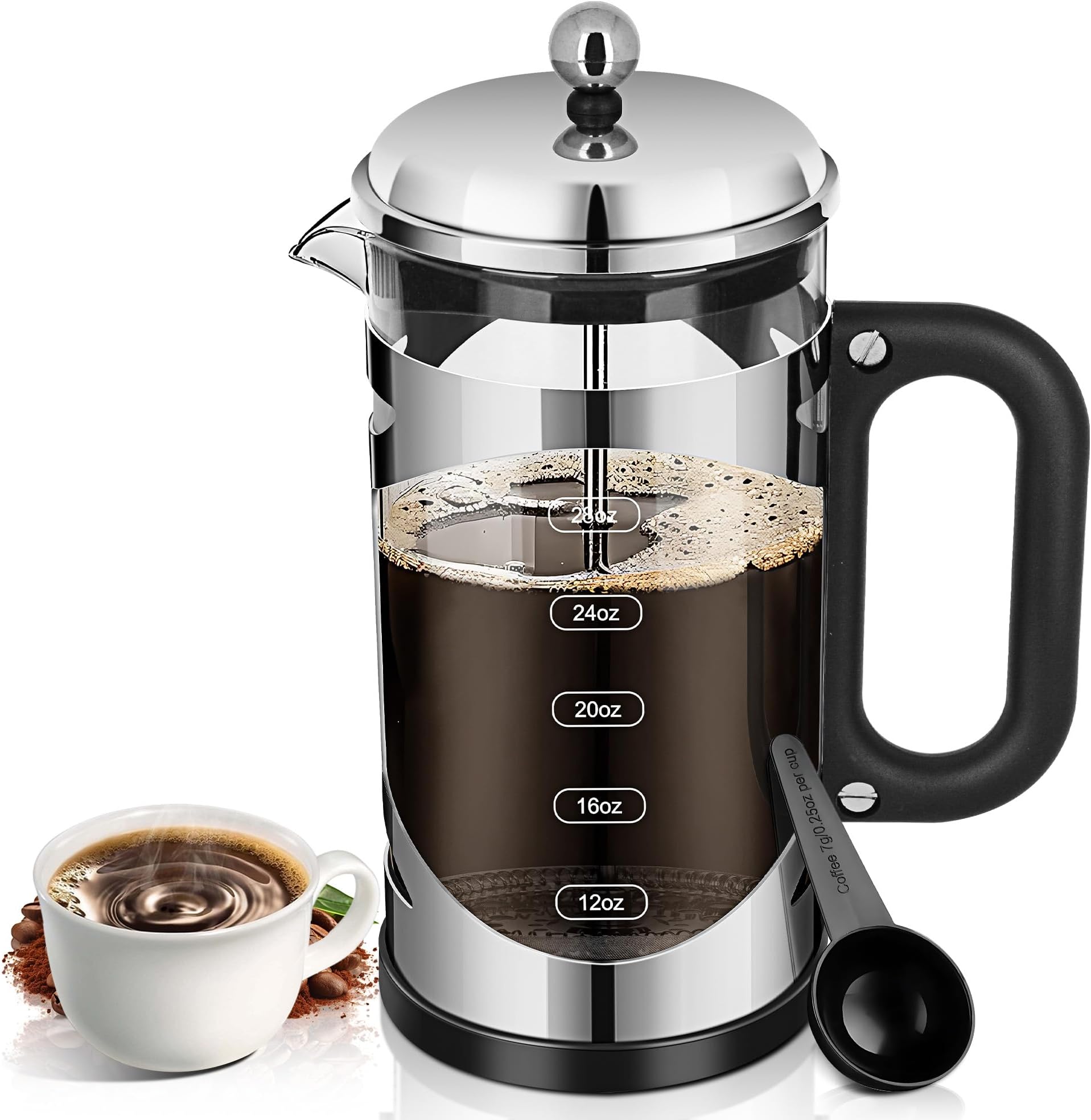 Amazon.com: French Press Coffee Maker - 21OZ Classic Glass Coffee Press ...