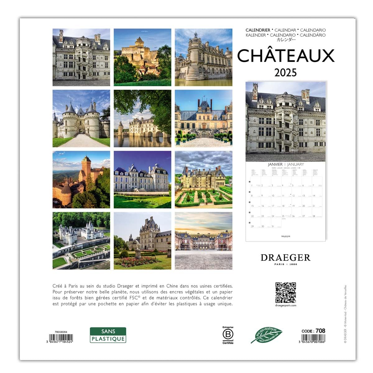 DRAEGER PARIS 1886 – Large Wall Calendar 29 x 29 cm 2025-7 languages ...
