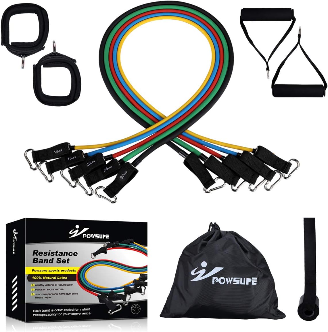 Amazon.com : Powsure Resistance Bands Set – Include 5 Stackable ...