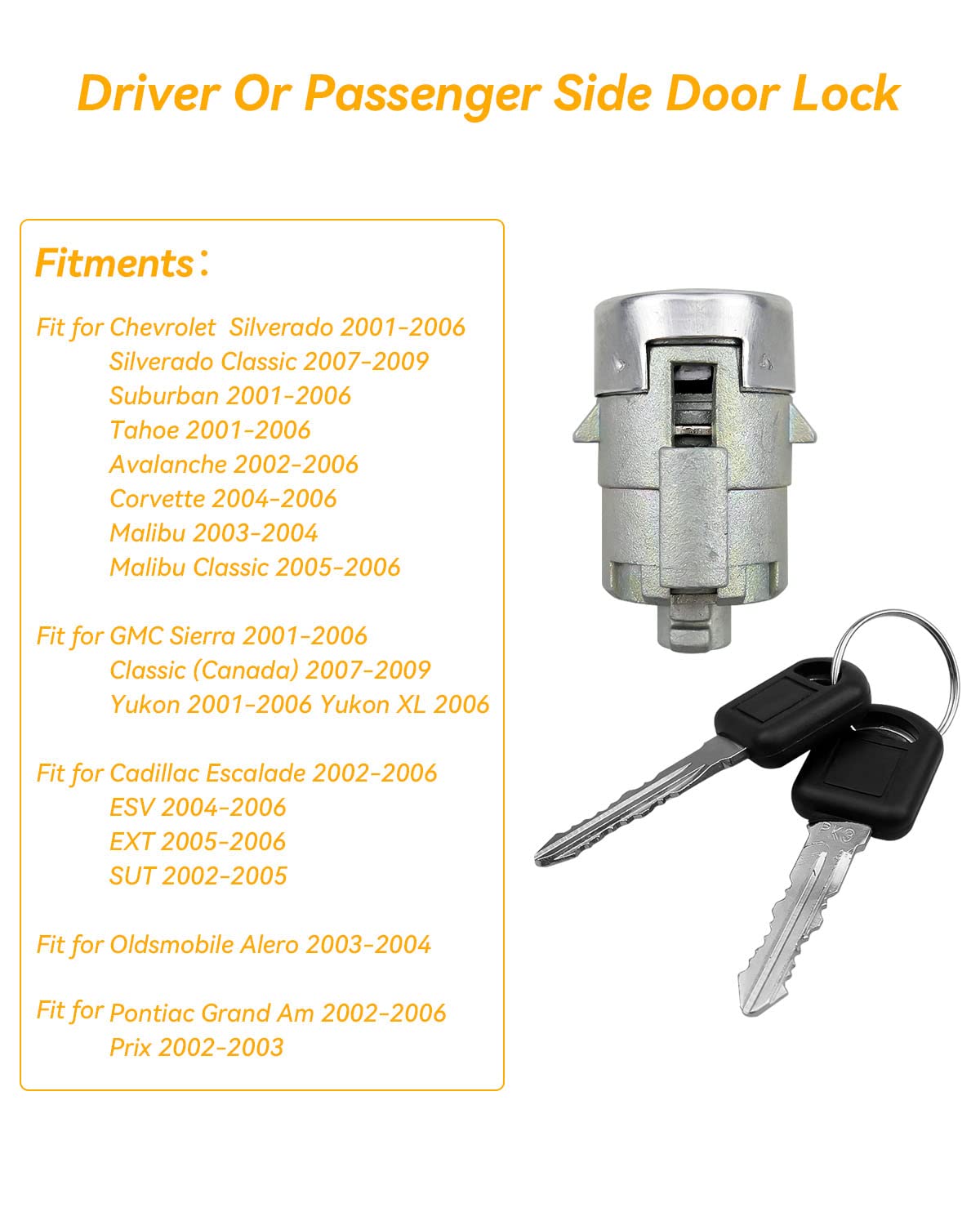 Snapklik.com : Driver Or Passenger Door Locks 15298924, Door Lock Cylinder