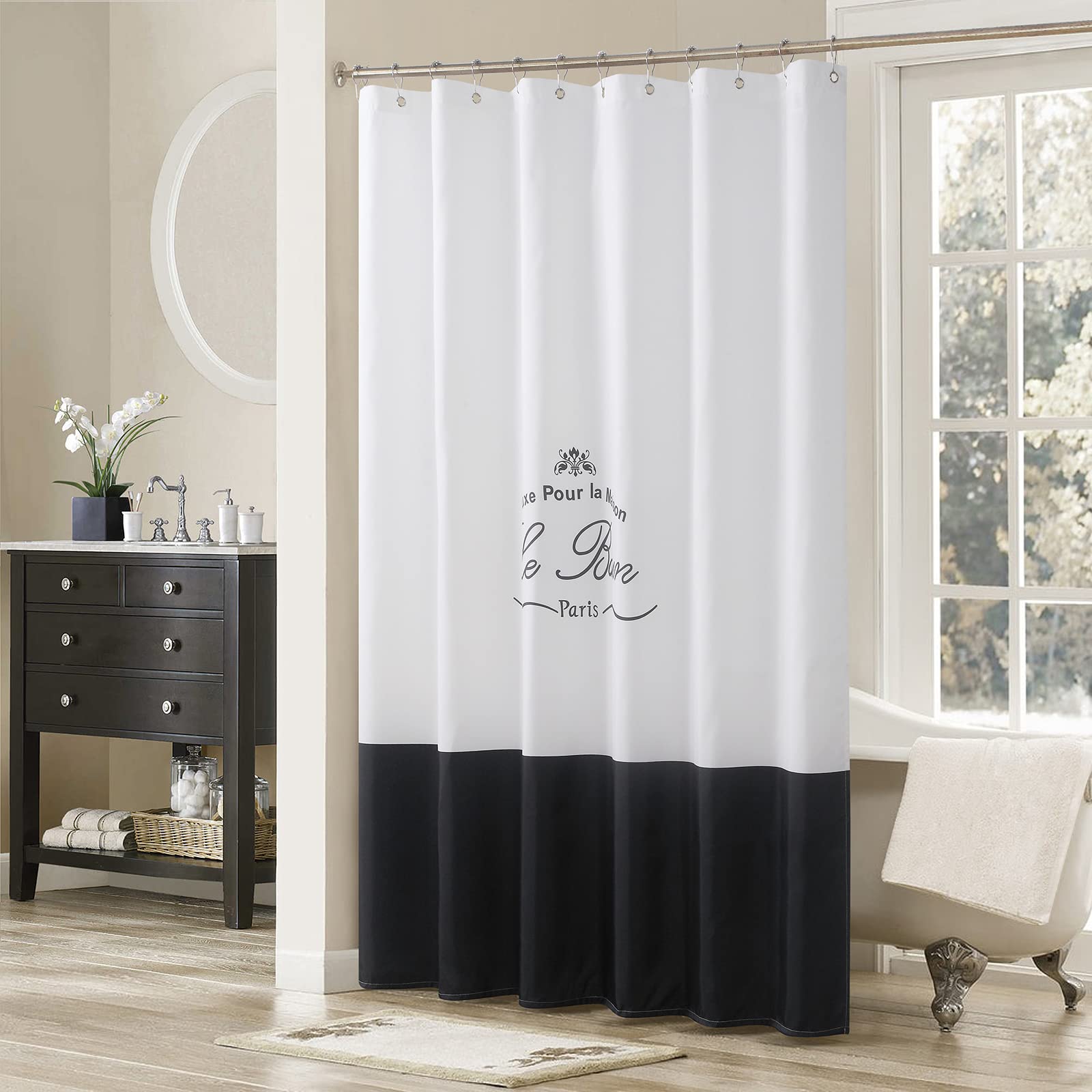 MVSUTA Le Bain Black and White Printed Fresh Fabric Classic Shower ...