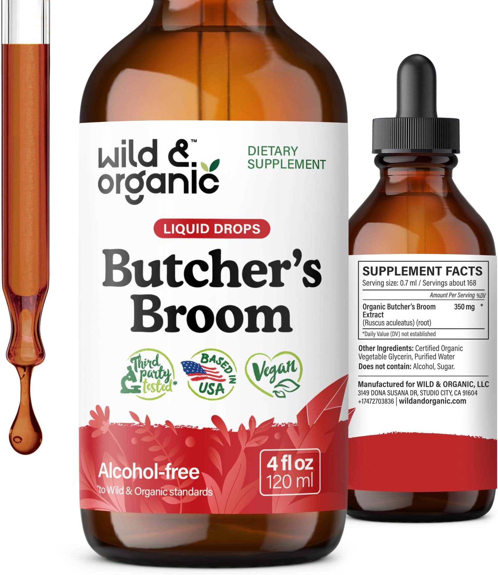 Amazon.com: Wild & Organic Butchers Broom Tincture - Leg Support ...