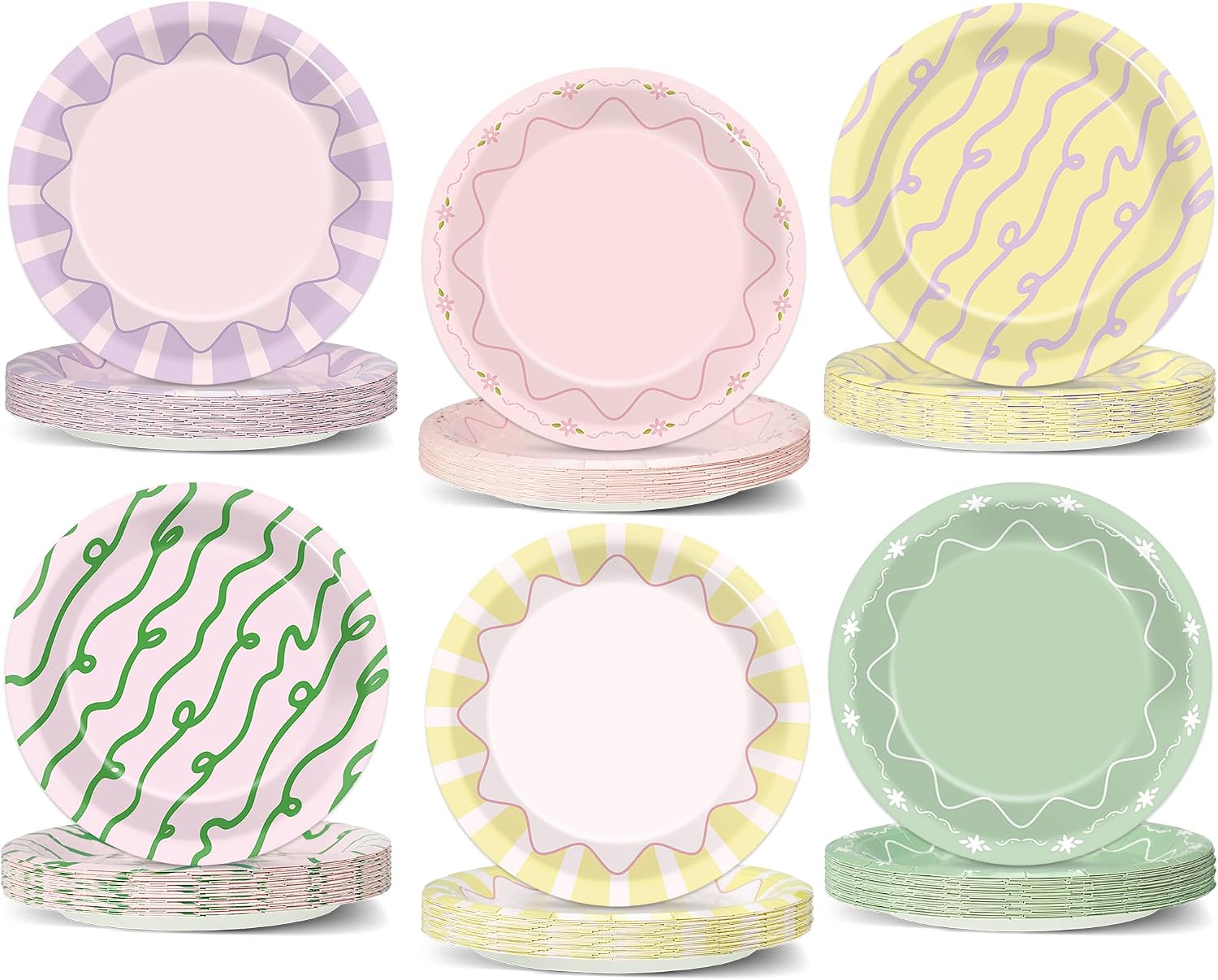 Amazon.com: 60Pcs Italian Summer Party Decor Pastel Paper Plates 7inch ...