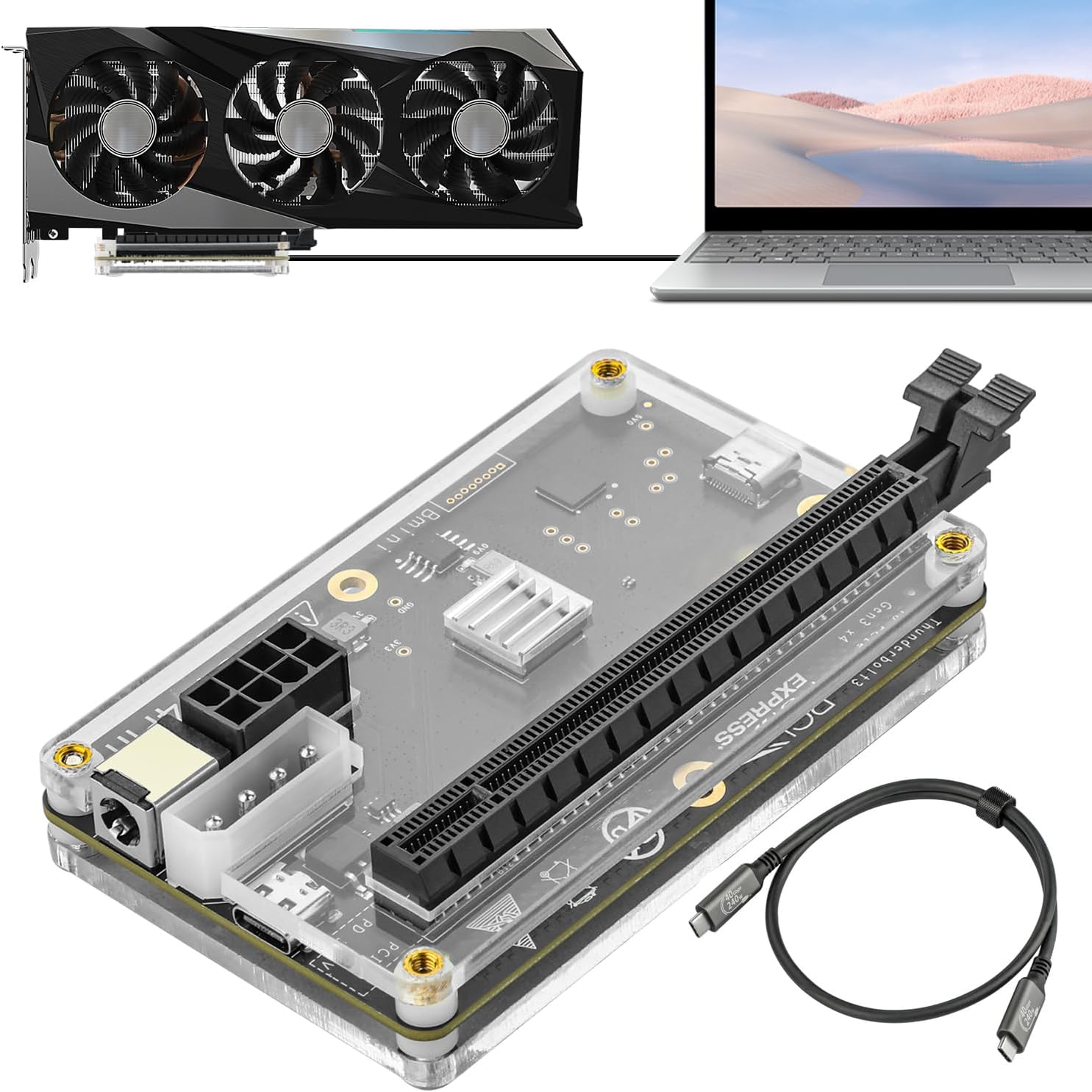 Amazon.com: PCIE 3.0 x16 22Gbps eGPU DOCK, Thunderbolt 4 cable ...