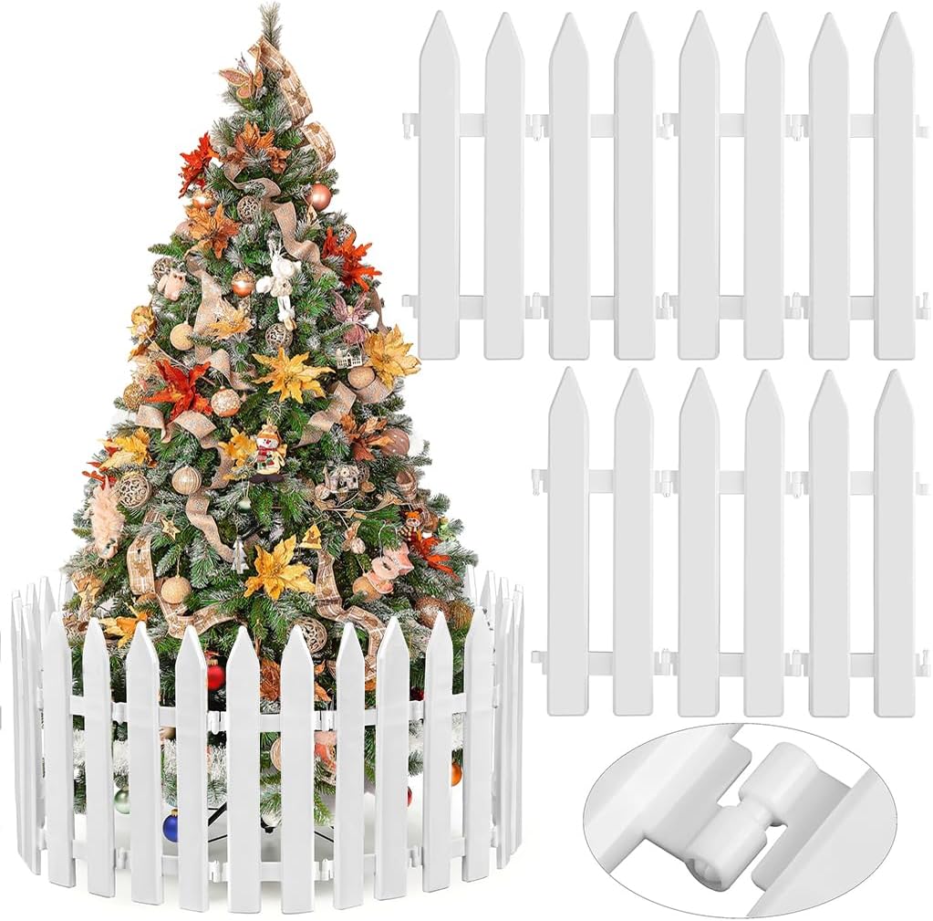 Dolemay 24 Pcs Christmas Tree Picket Fences,Plastic Fence Border ...