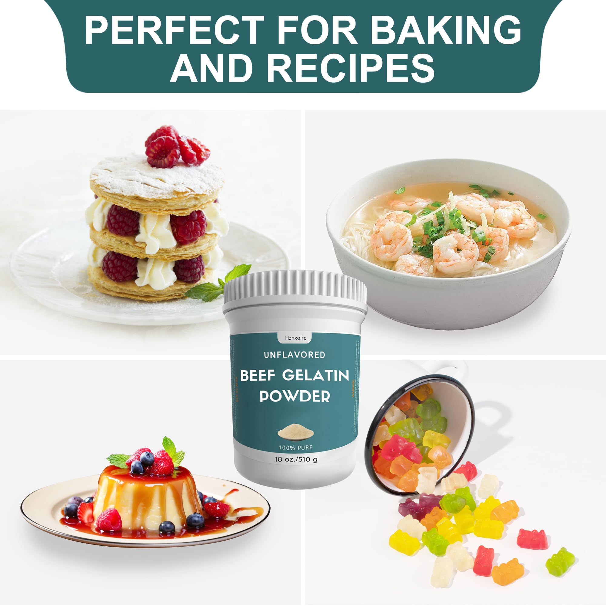 Snapklik.com : 18 Oz Beef Gelatin Powder Unflavored, Natural Thickener ...