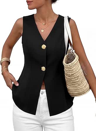 PRETTYGARDEN Womens Summer Sleeveless Blazer Vest Tops 2026 Trendy V ...