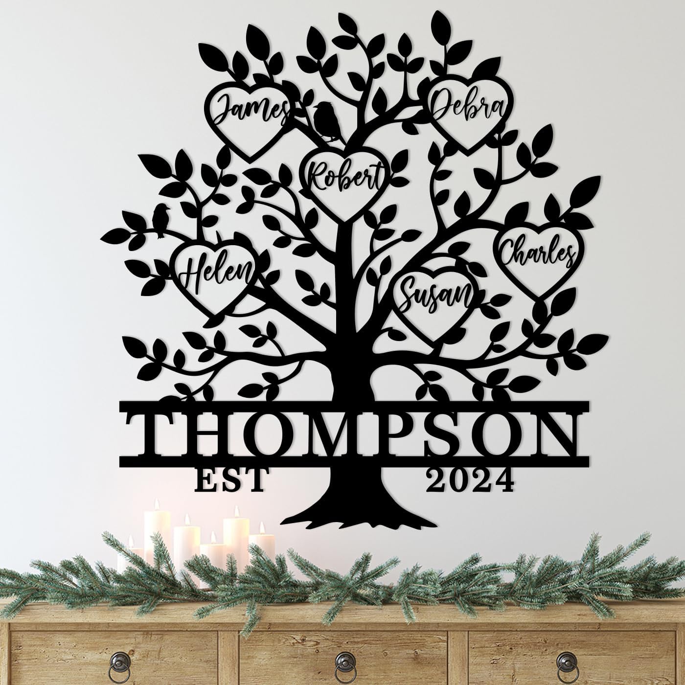 Amazon.com: Custom Family Names Tree Sign, Personalized Tree of Life ...