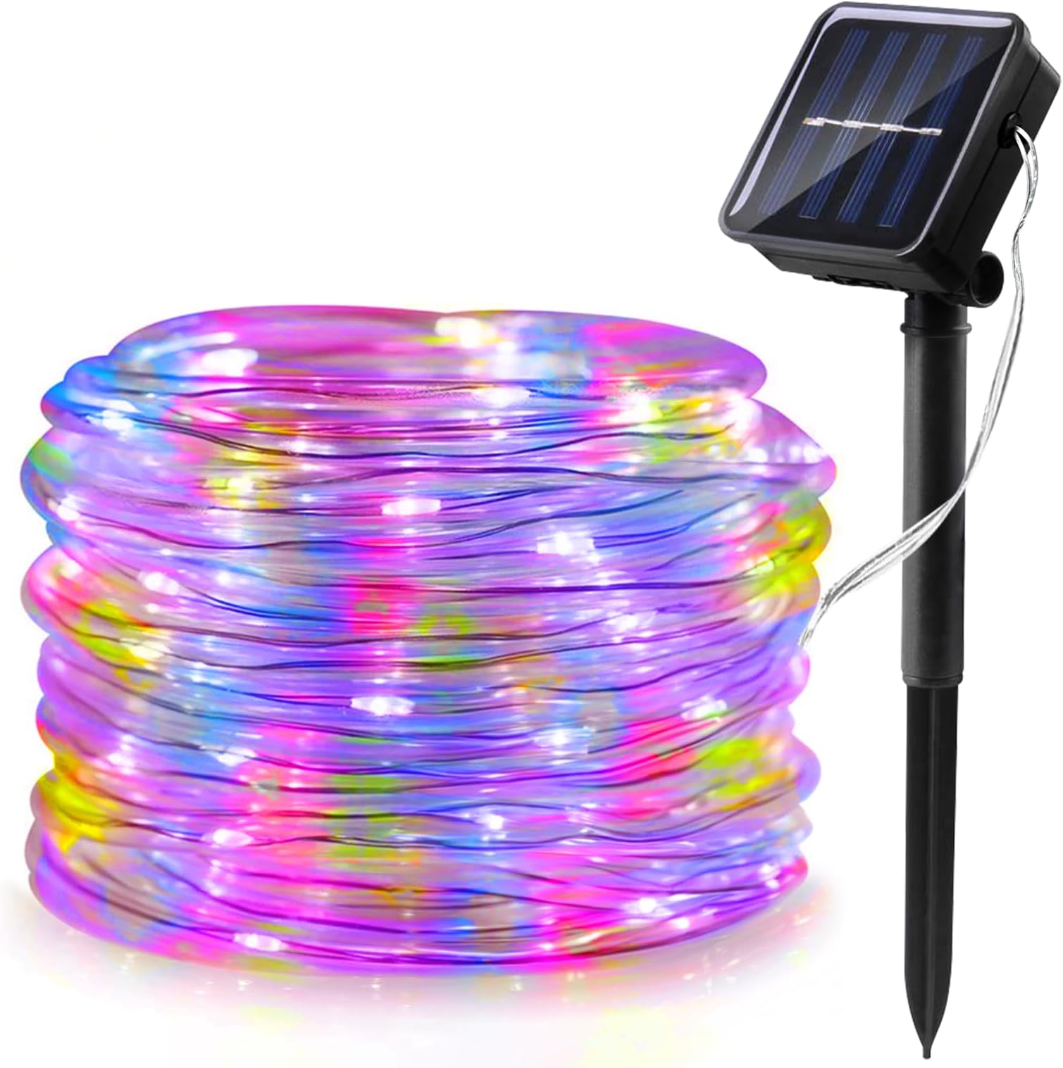 12M Solar Rope String Lights - Multi Colour 100 LEDS, Waterproof ...