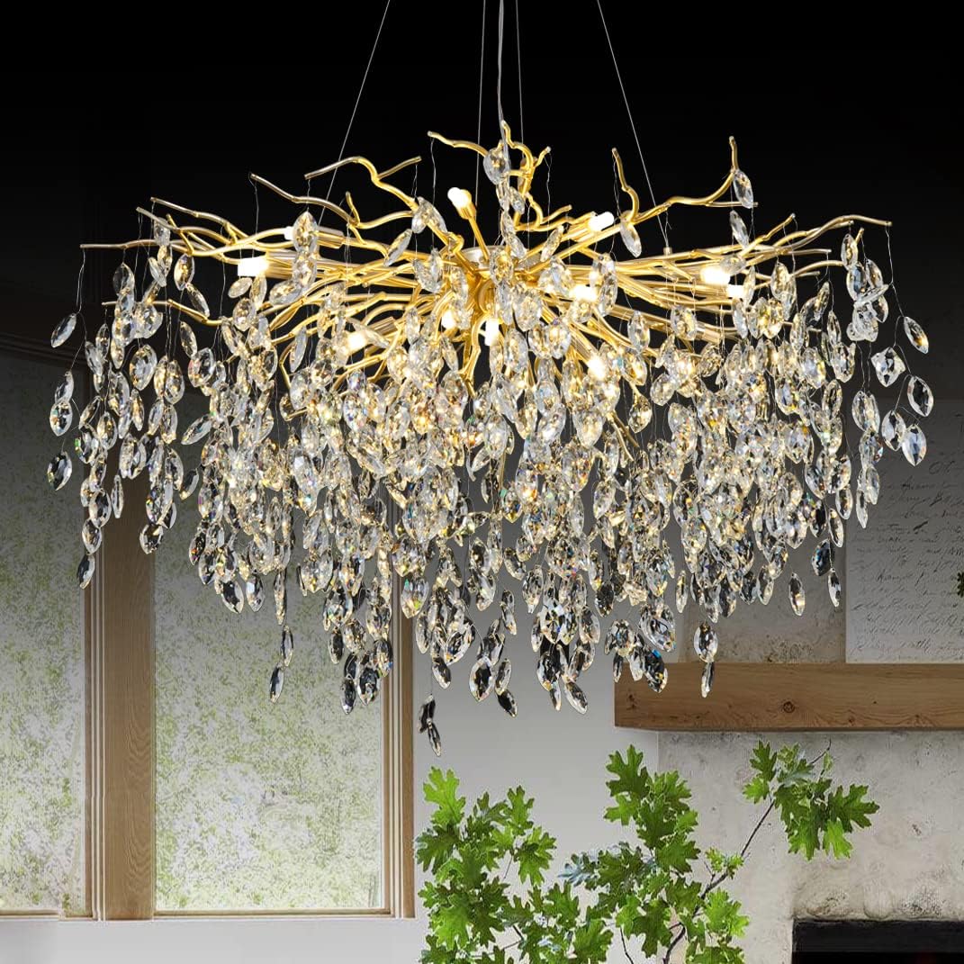 AUEAAOW Crystal Chandelier Gold Modern Tree Branch Chandeliers Luxury ...