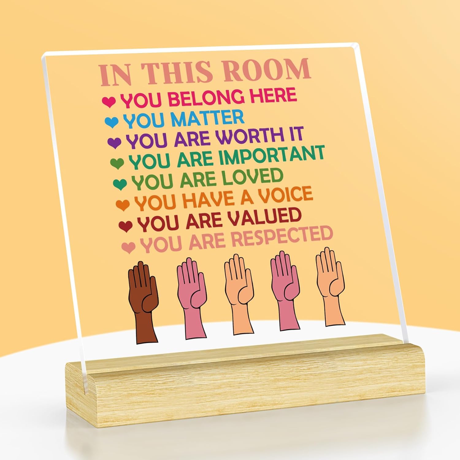 Diversity Gifts Acrylic Plaque with Stand Inspirational Diversity Hand ...