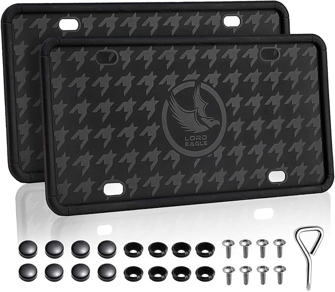 Amazon.com: Lord Eagle Silicone License Plate Frame Black for Car ...
