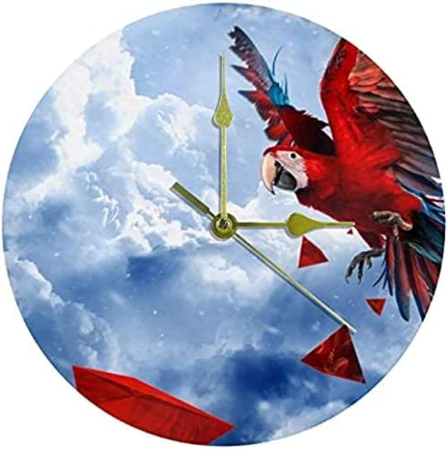 Amazon.com: Acrylic Wall Clock Red Parrot Blue Sky Silent Non Ticking ...