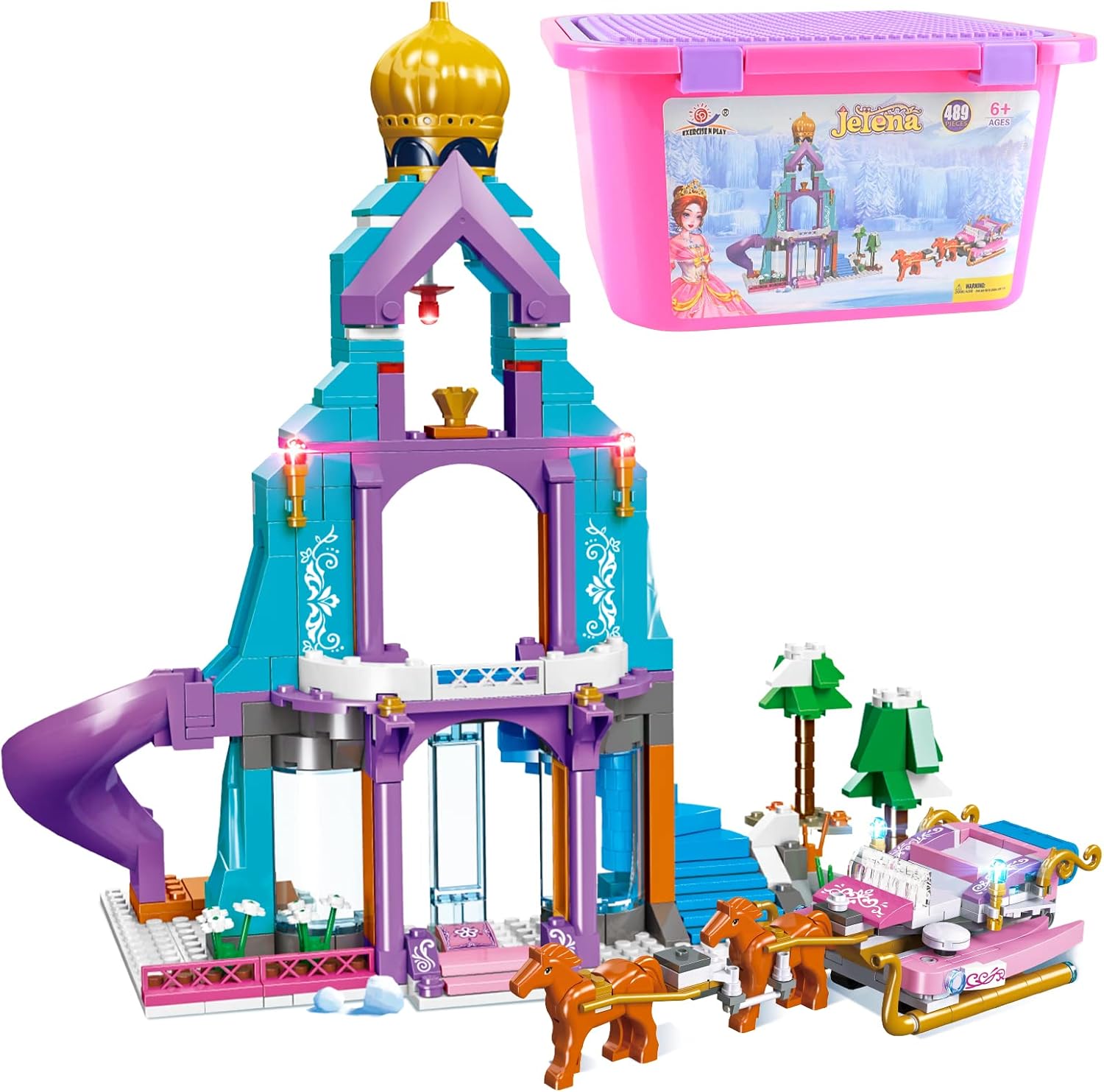 Amazon.com: Girls Princess Castle Building Blocks Toys , 490 Pieces ...