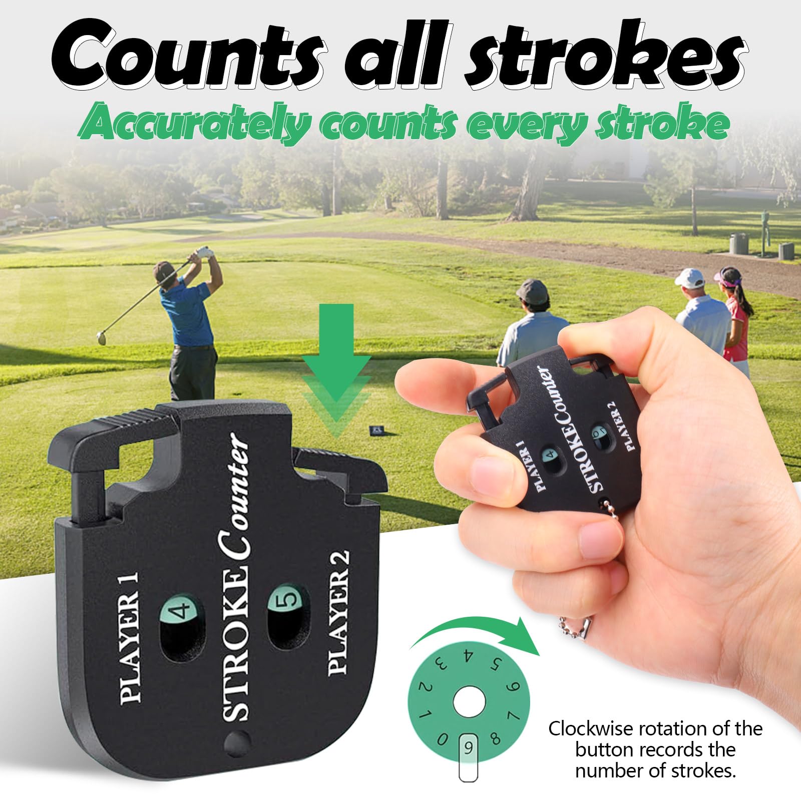 Huakaile 3 Pack Portable Golf Stroke Counter with Key Chain, 2 Player ...