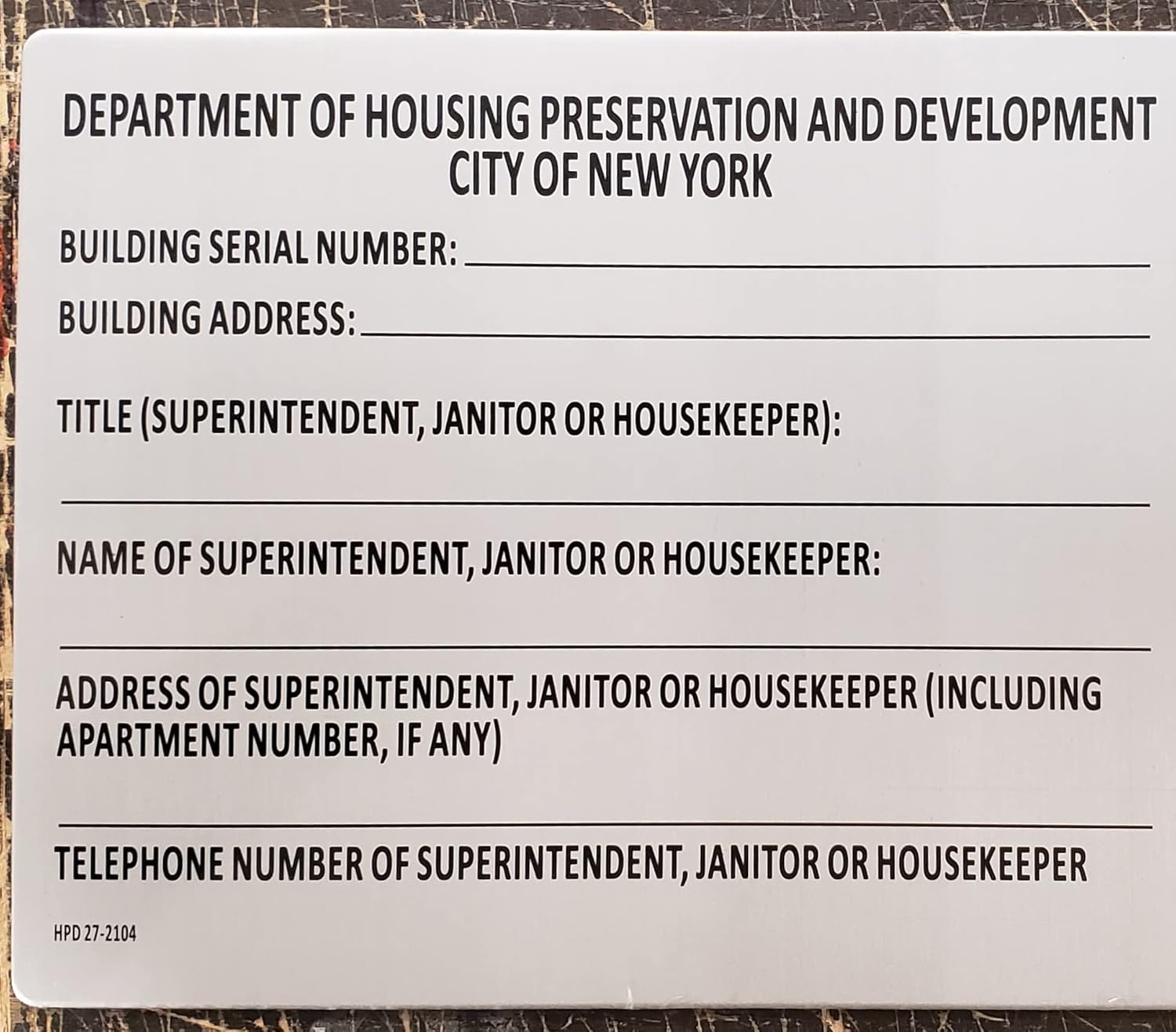 Amazon.com : HPD NYC SERIAL NUMBER SIGN (SILVER 8.5X7 INCH,DOUBLE SIDED ...